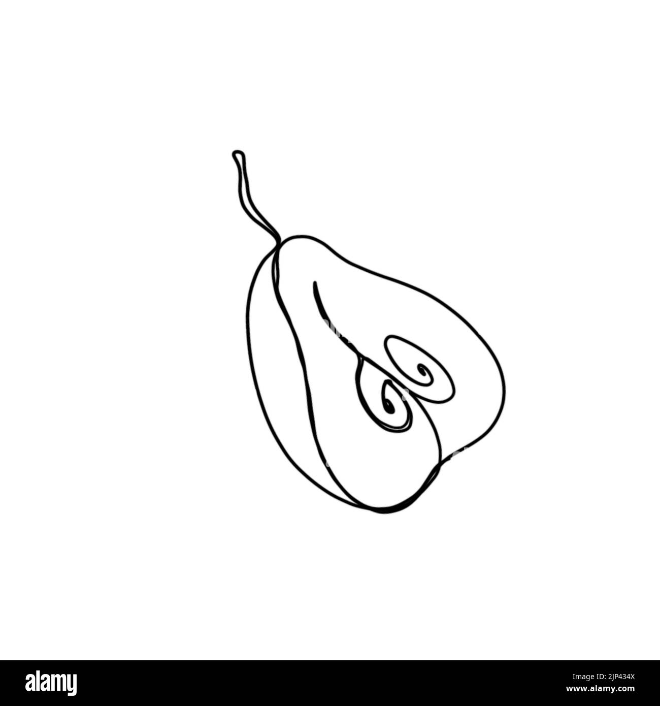 Pear fruit in continuous line art drawing style. Minimalist black line ...