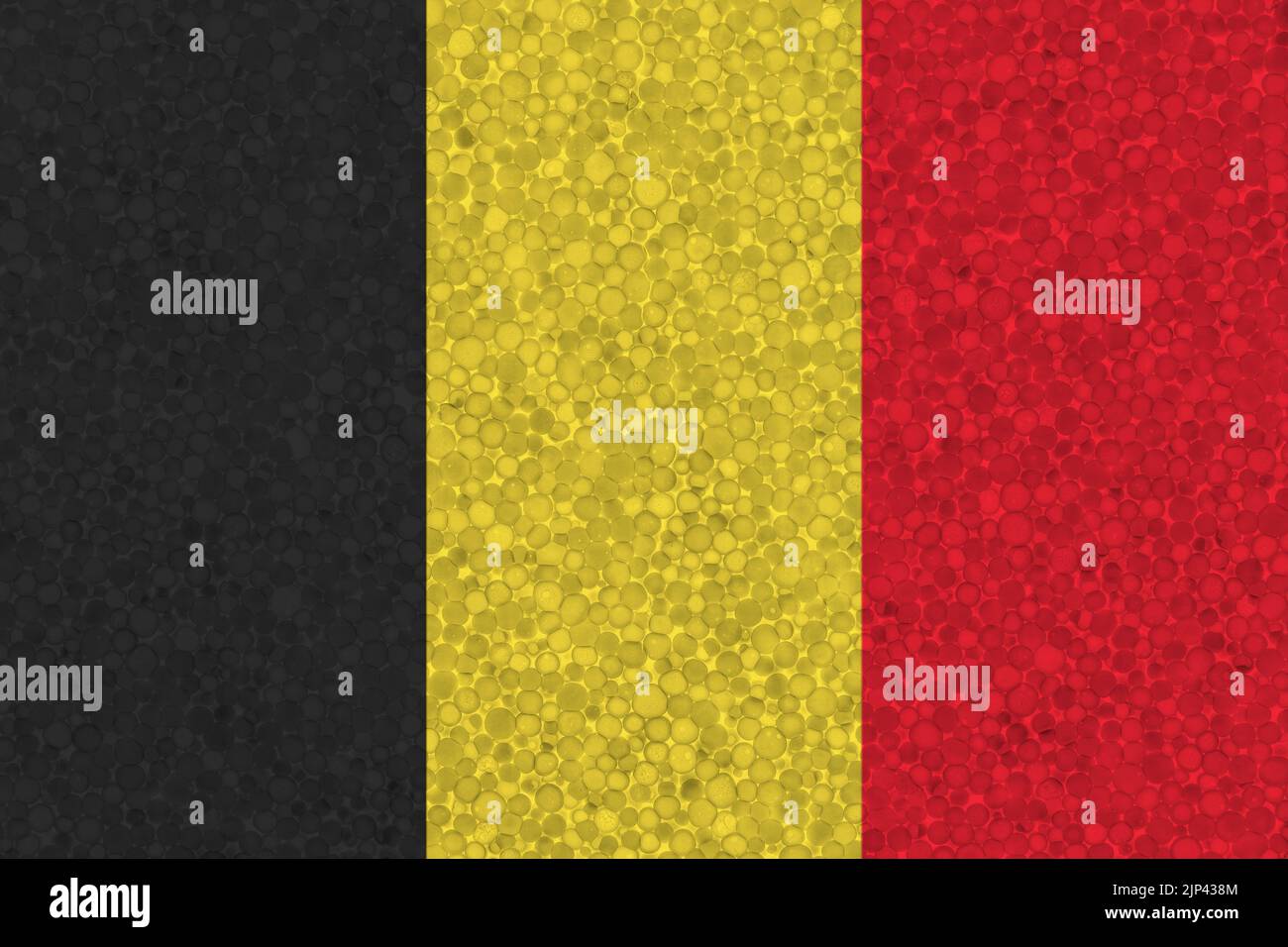 Belgium flag on styrofoam texture. national flag painted on the surface ...