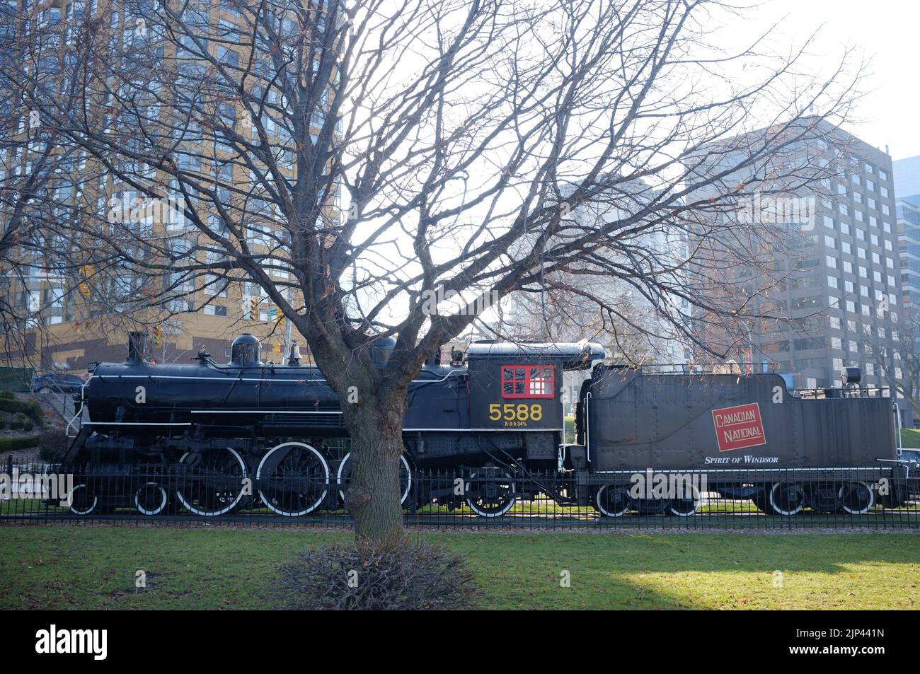 A view of Spirit of Windsor Engine 5588 in Windsor downtown, Canada ...