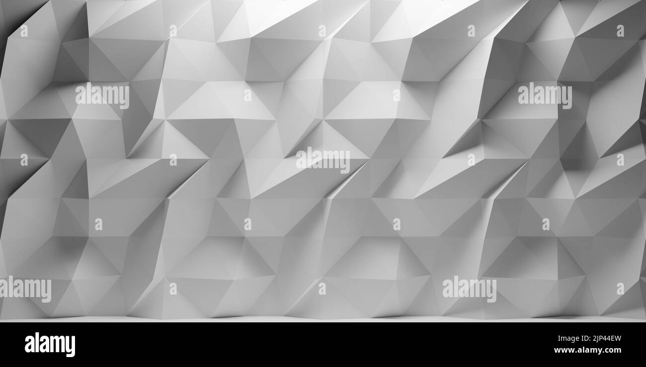 3D render white polygonal abstract background with top light Stock ...