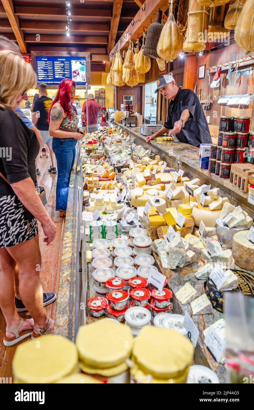 A cheese counter selling cheeses form around the world Stock Photo - Alamy