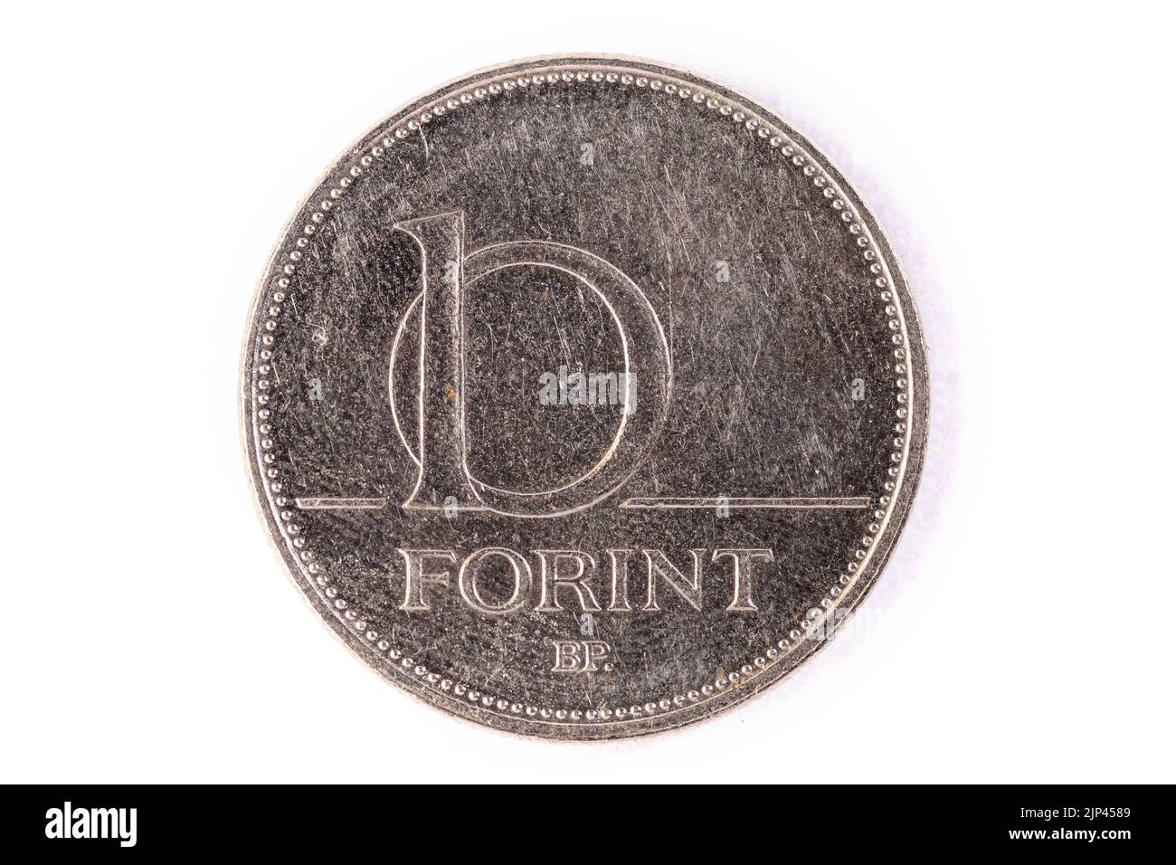 A Hungarian 10 forint coin isolated on white background Stock Photo - Alamy