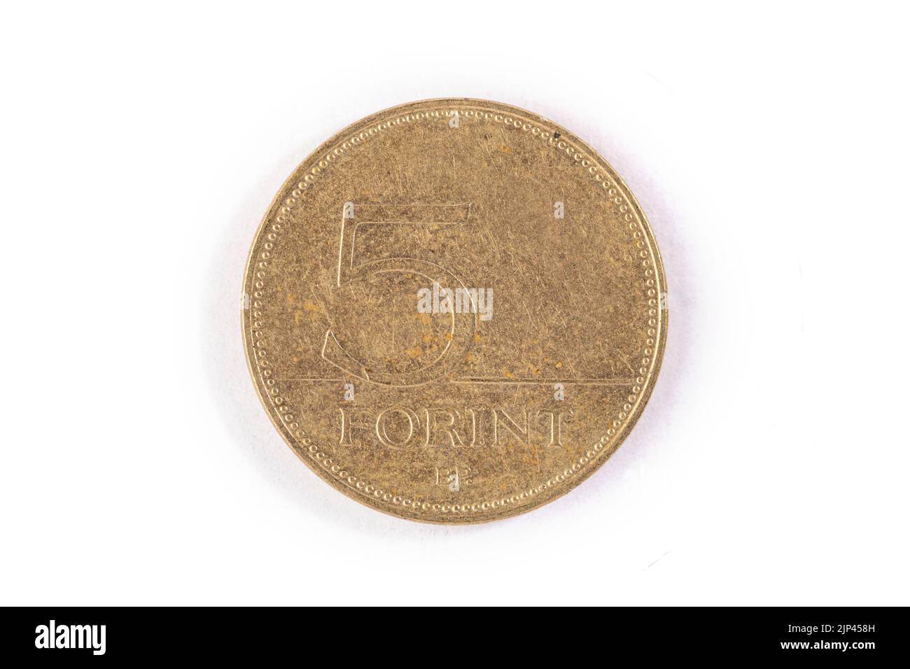 A Hungarian 5 forint coin isolated on white background Stock Photo - Alamy
