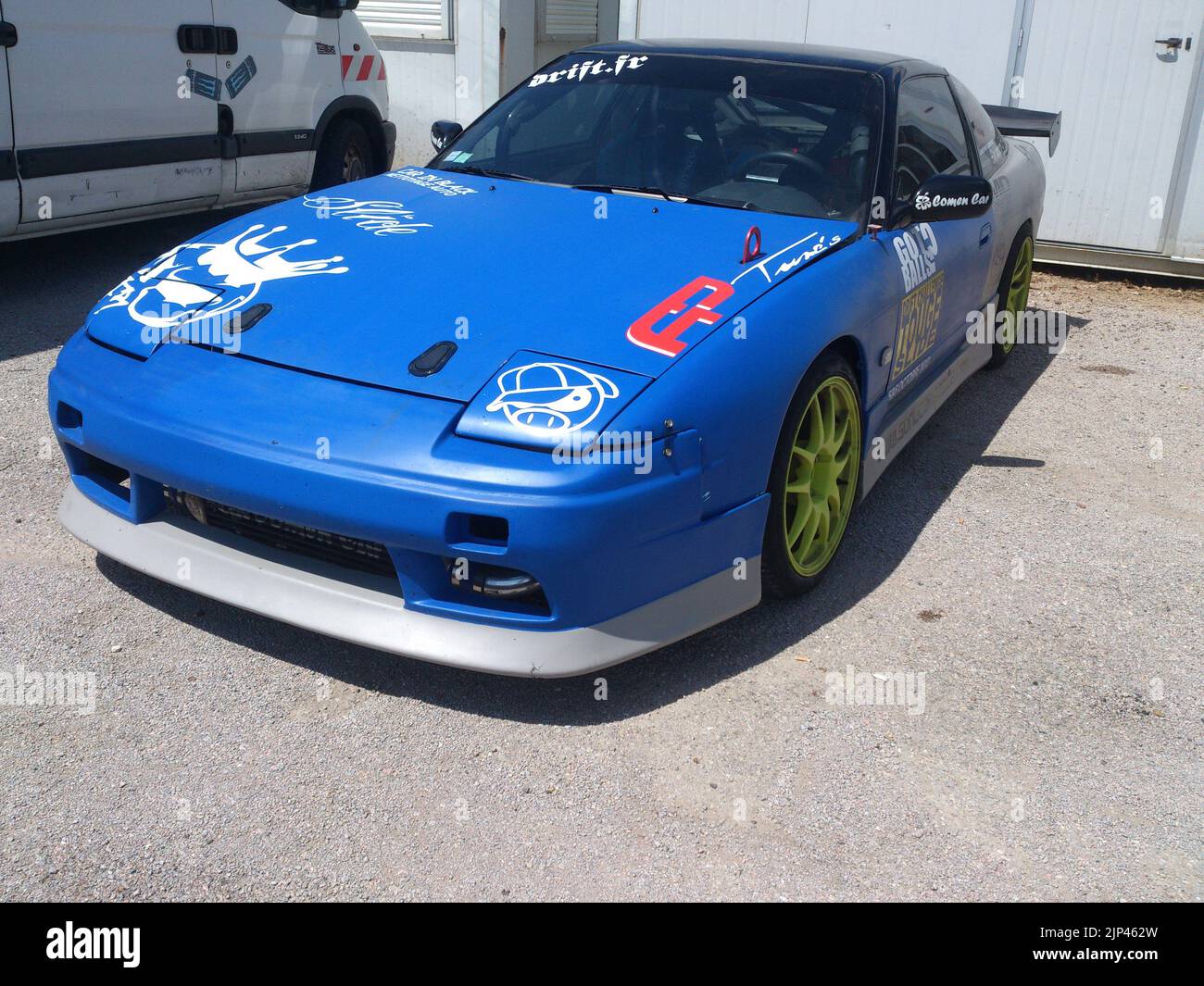 A bonnet of a blue sports custom car Nissan 180sx Stock Photo - Alamy