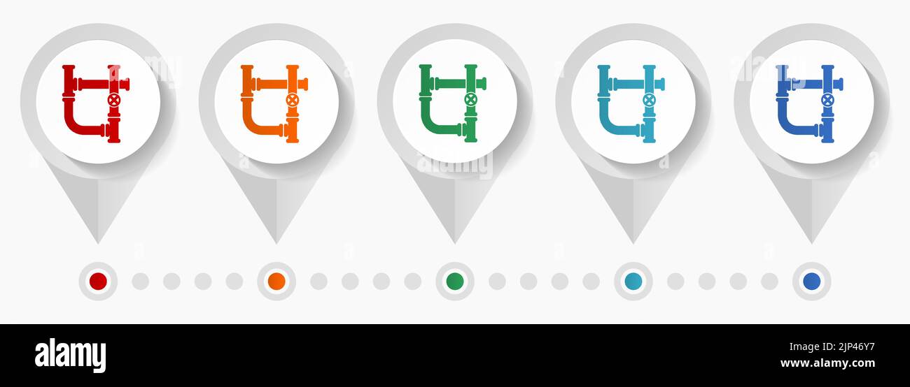 Pipeline, tube, pipe and industrial concept vector icons, infographic ...