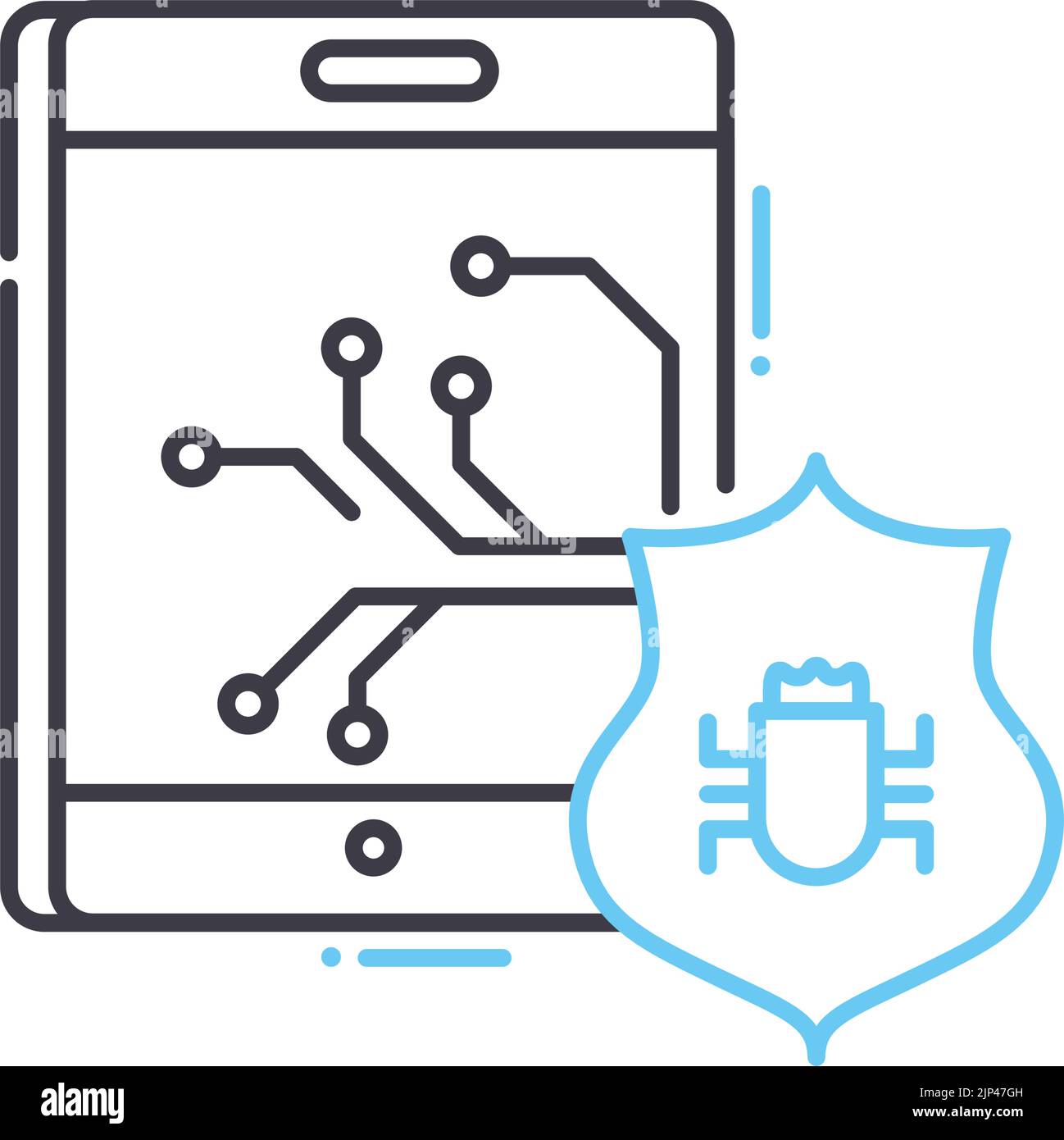 antivirus line icon, outline symbol, vector illustration, concept sign ...