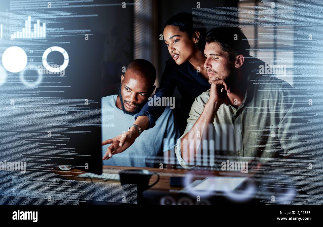 Team Of Programmers Writing Digital Code In The Metaverse And Working Together On The Internet