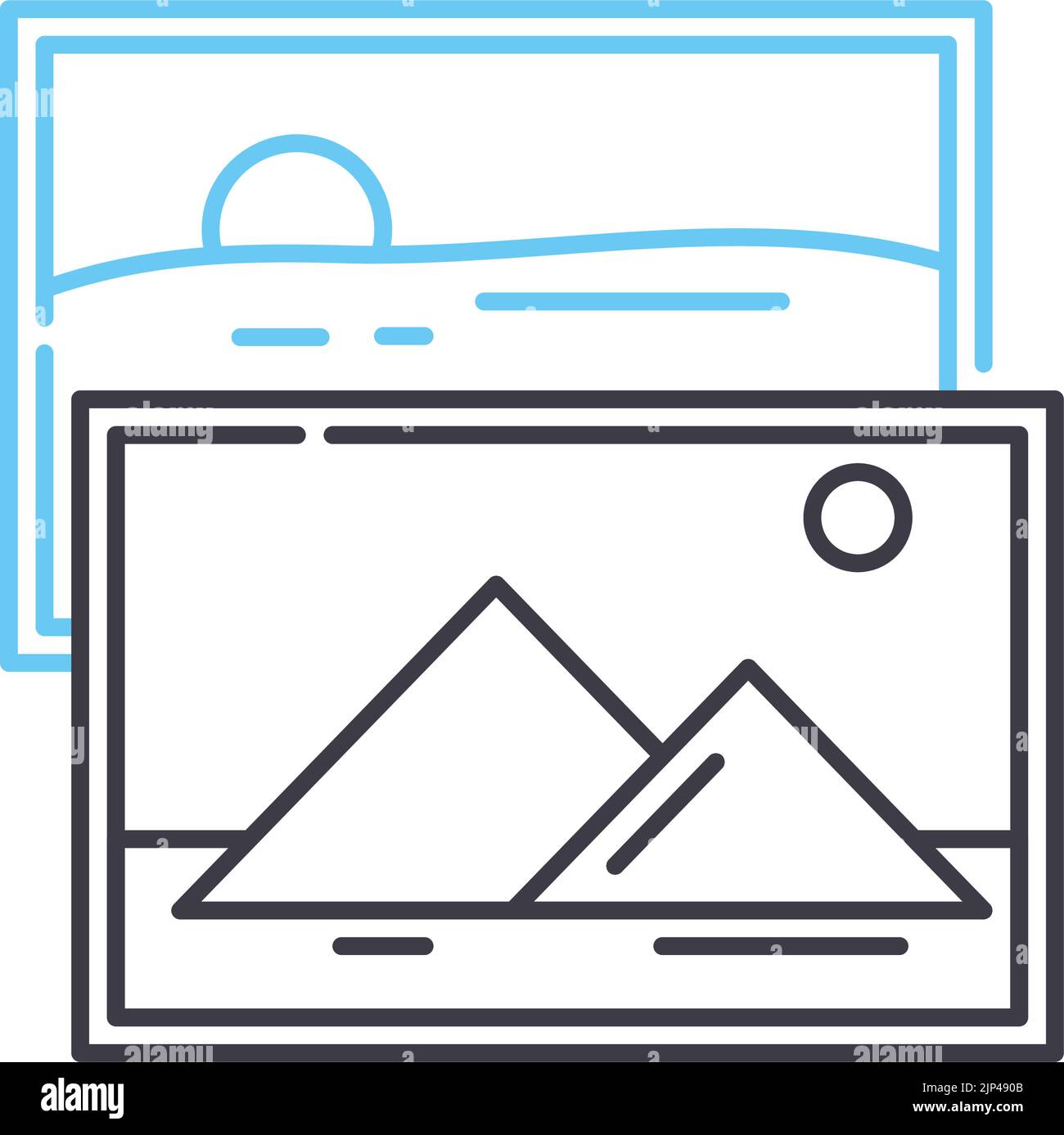 batch images line icon, outline symbol, vector illustration, concept ...