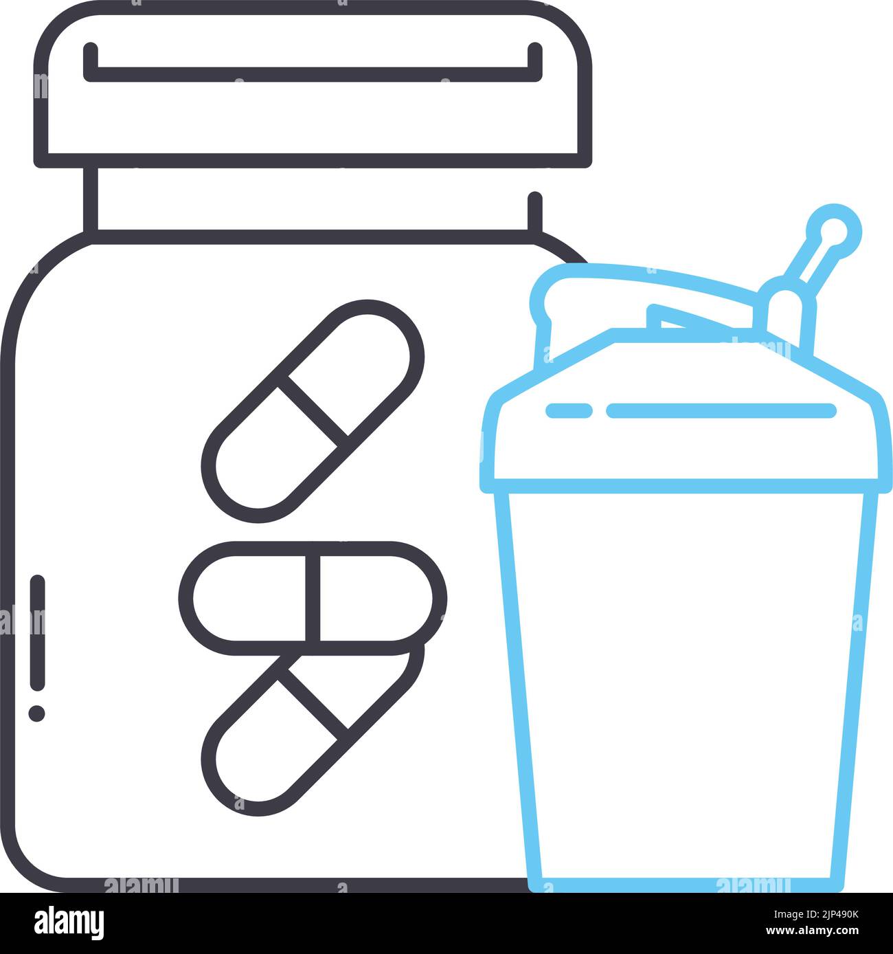 body building supplement line icon, outline symbol, vector illustration ...