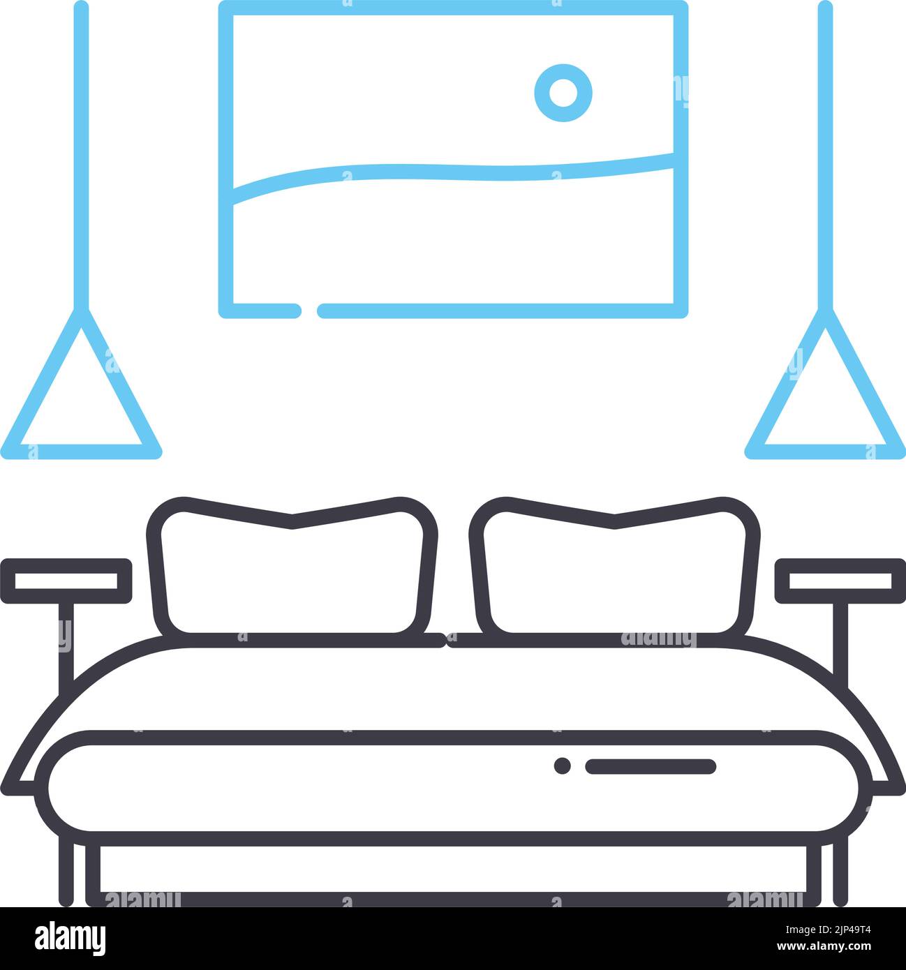 bedroom line icon, outline symbol, vector illustration, concept sign ...