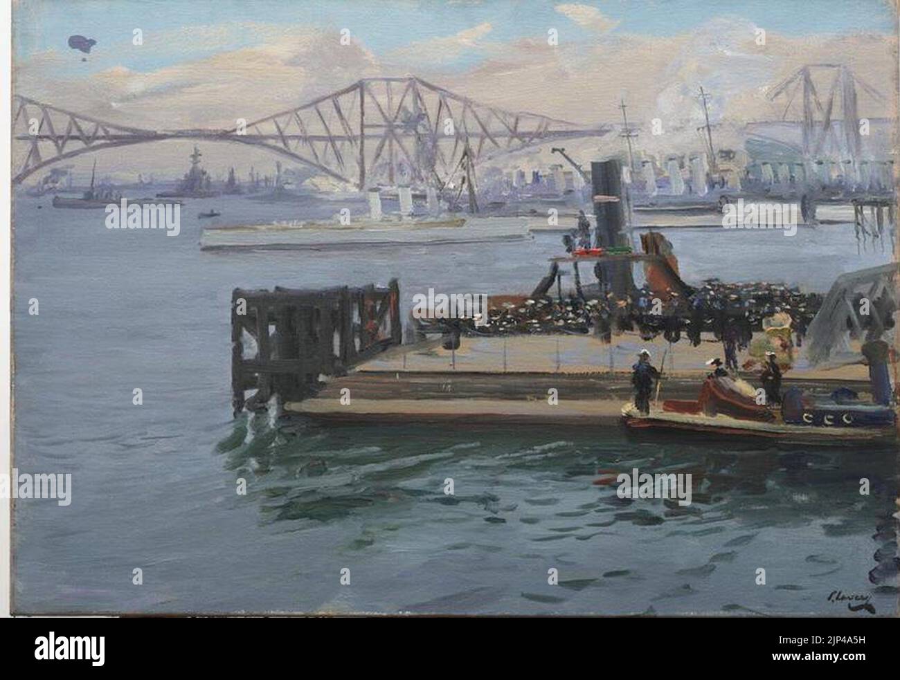 The Forth Bridge, 1917. Bluejackets Landing by John Lavery Stock Photo ...
