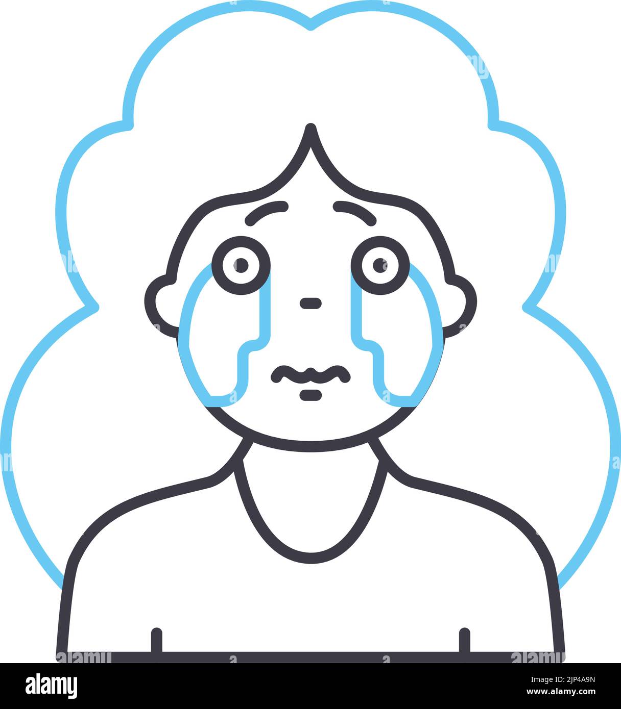 afraid line icon, outline symbol, vector illustration, concept sign ...