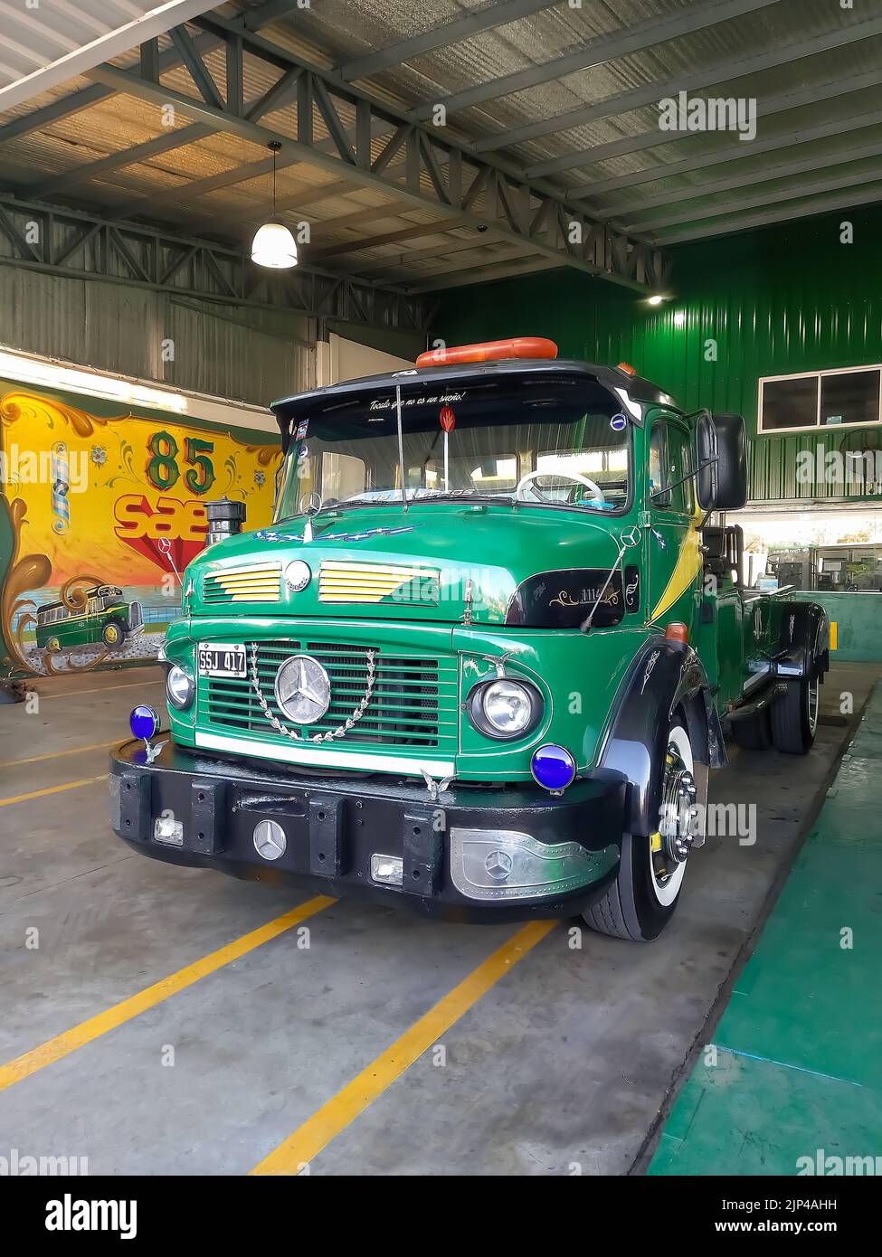 Quilmes, Argentina - Jul 30, 2022: Old green Mercedes Benz 1114 short ...
