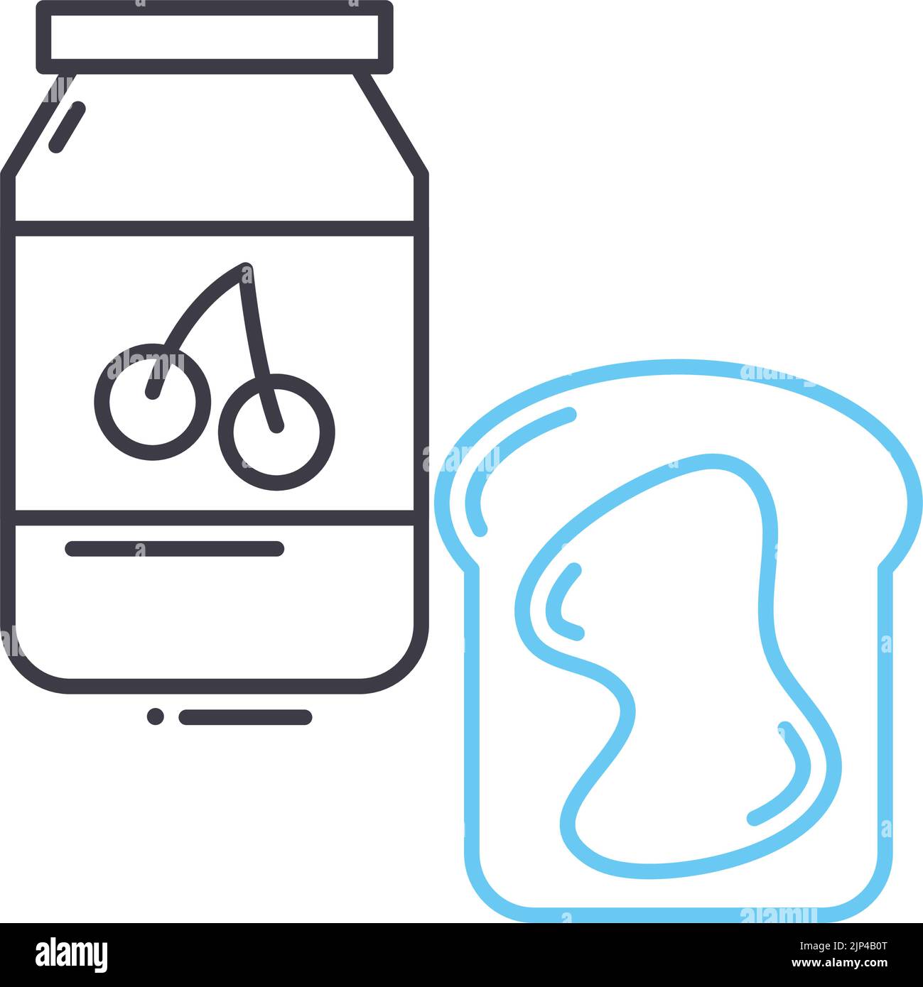 bread and jam line icon, outline symbol, vector illustration, concept ...