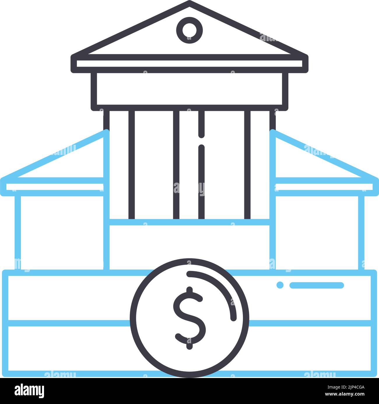 bank building line icon, outline symbol, vector illustration, concept ...