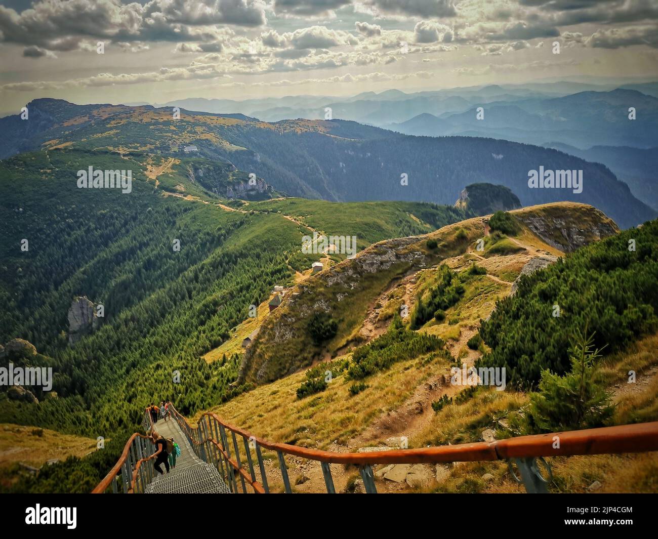 A view of the steps to Toaca peak in Ceahlau mountains, Romania Stock ...