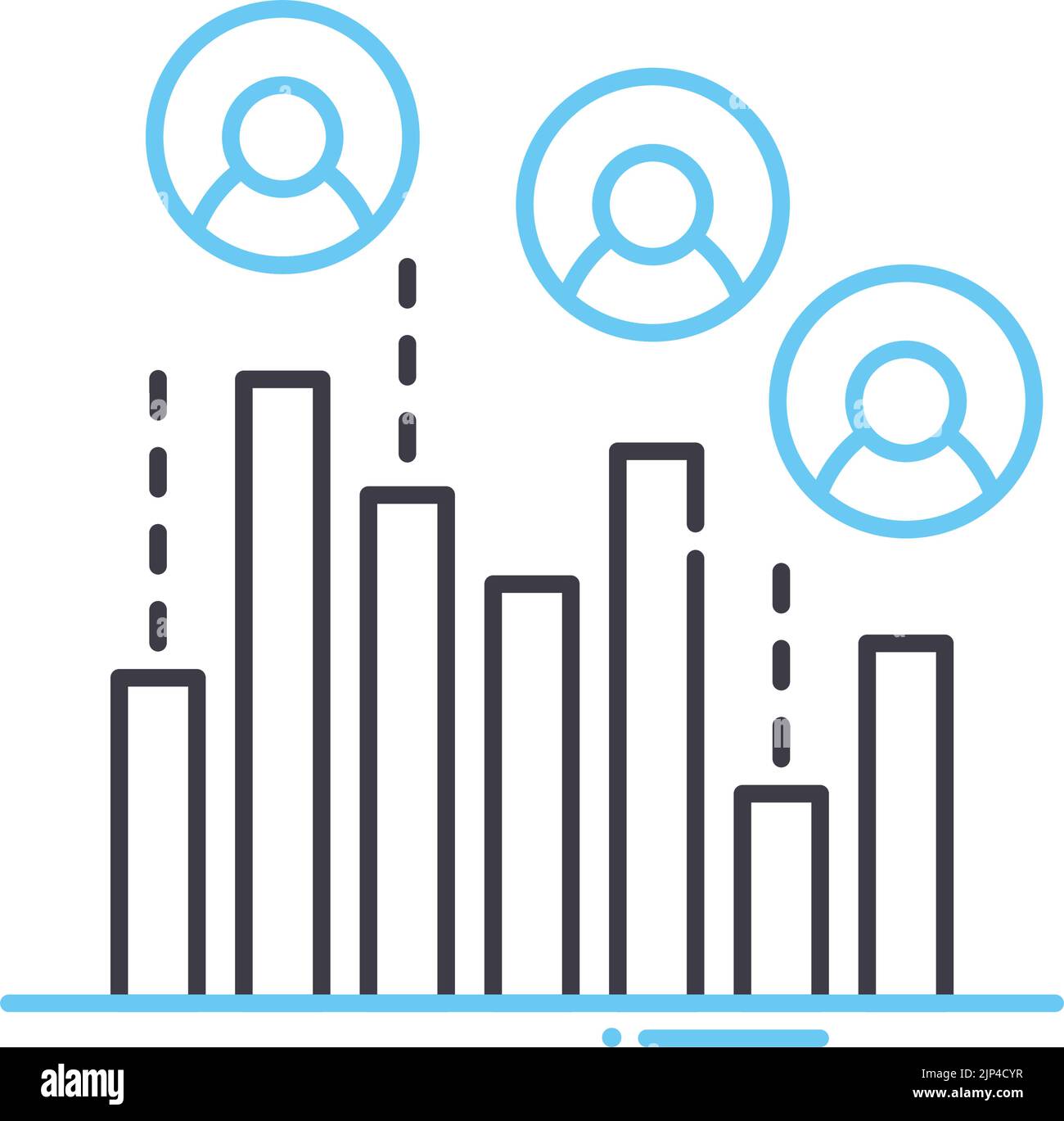 audience segments line icon, outline symbol, vector illustration ...