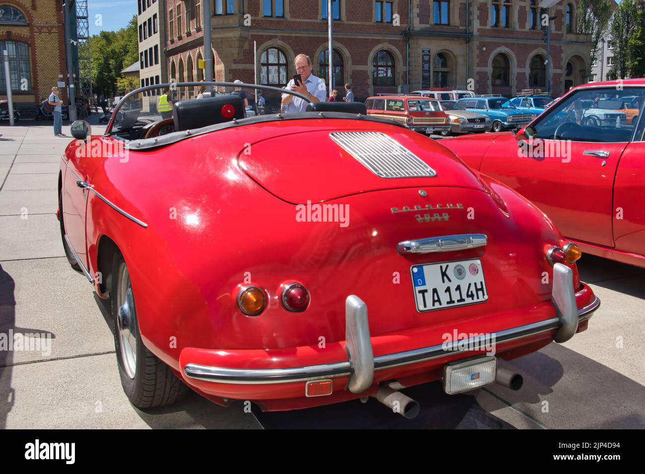 red Porsche 356, 1600 super convertible from the fifties at the ...