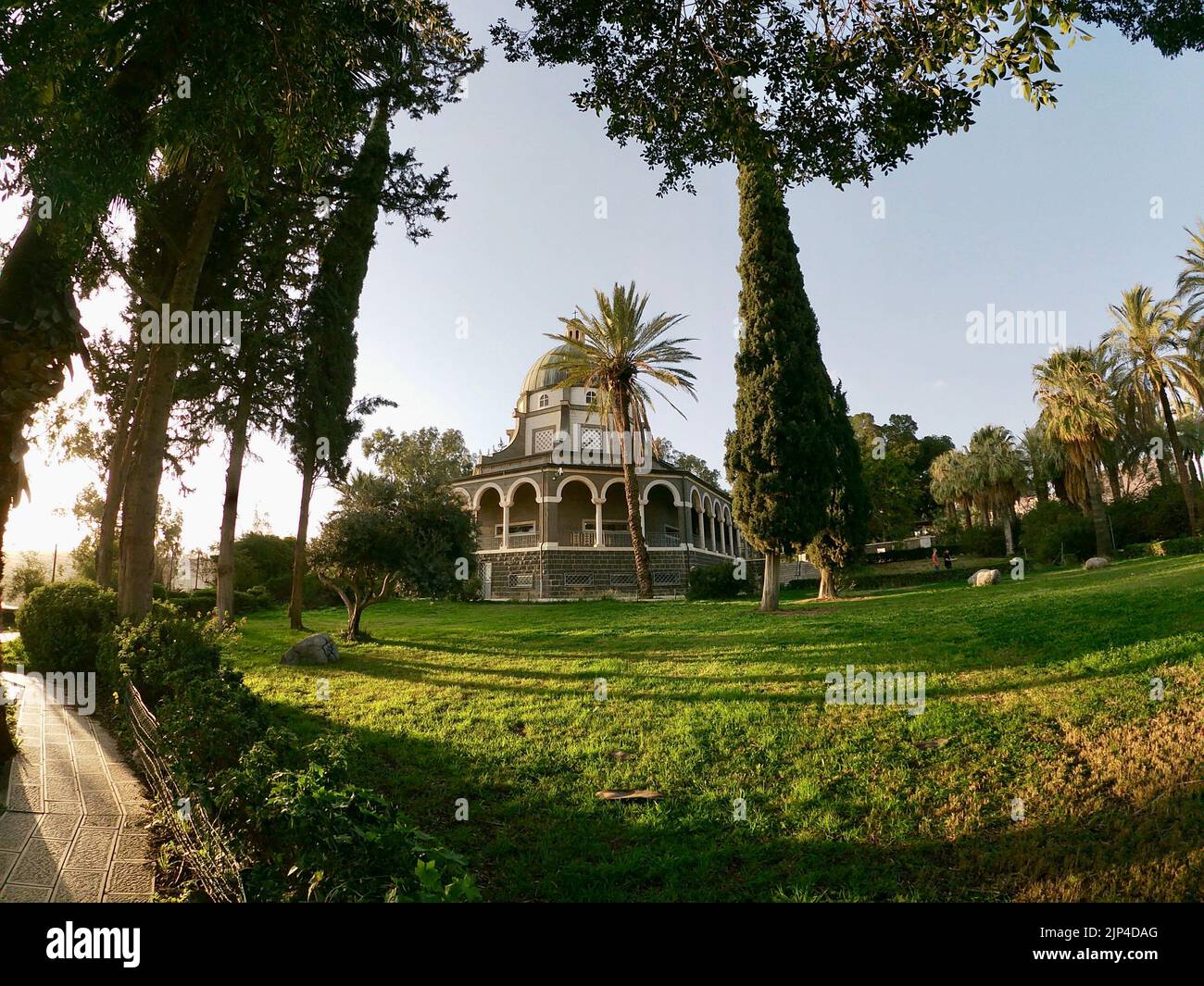 A bird's eye view from the Mount of the Beatitudes in northern Israel ...