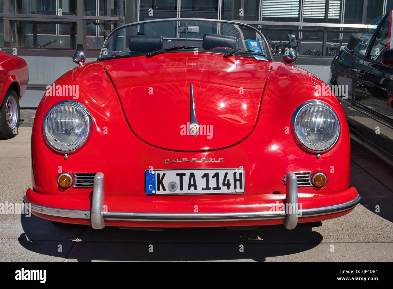 Red Porsche 356, 1600 Super Cabrio from the fifties at the oldtimer ...