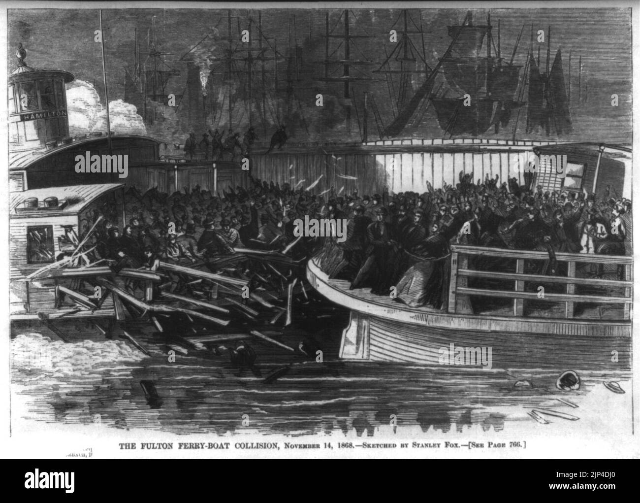 The Fulton Ferry boat collision, November 14, 1868 Stock Photo - Alamy