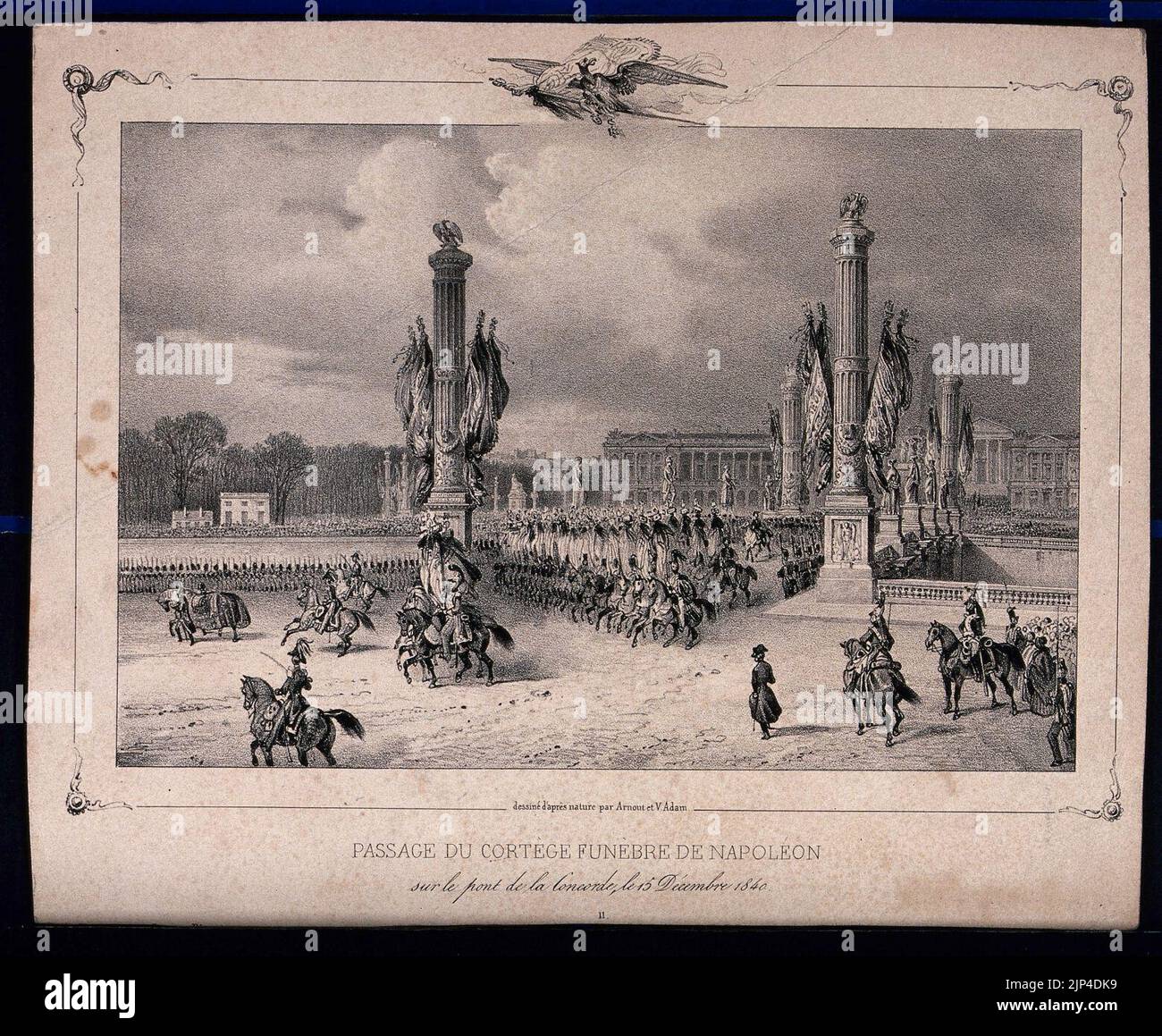 The funeral cortège of the remains of Napoleon Bonaparte passing a ...