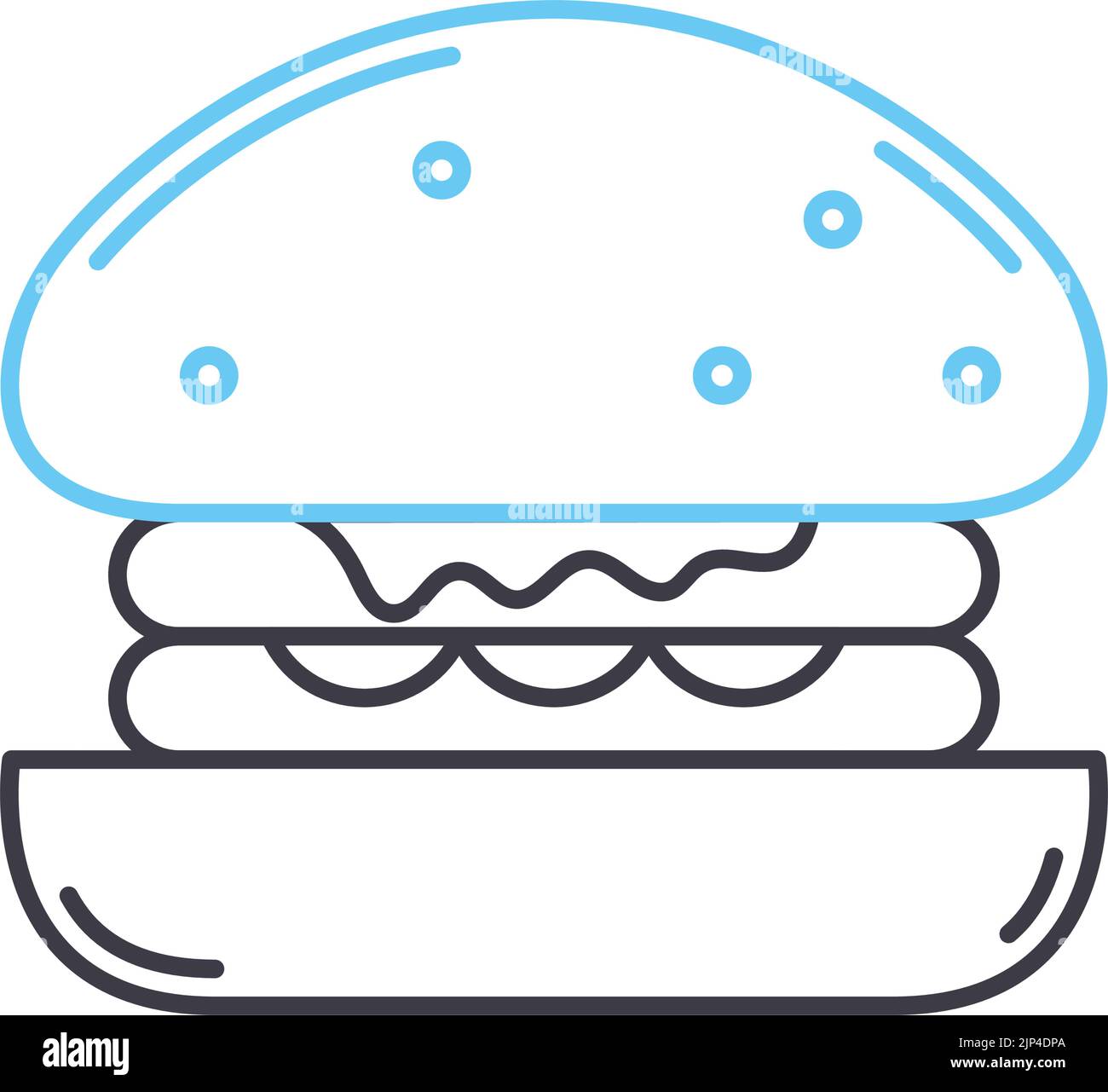 burger line icon, outline symbol, vector illustration, concept sign ...