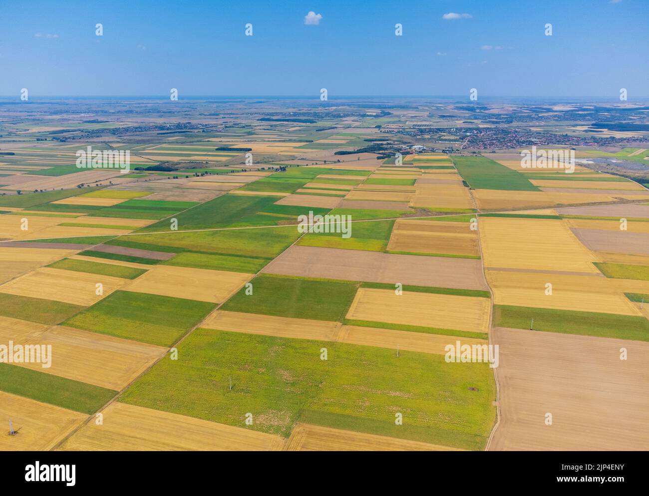 landscape with many cultivated lands seen from above, rural, summer ...