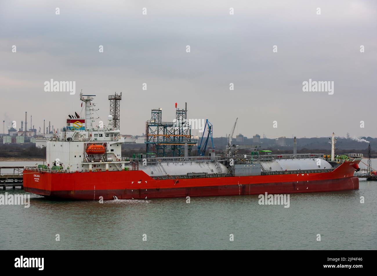 LPG tanker Chelsea alongside at the oil processing terminal facility at ...