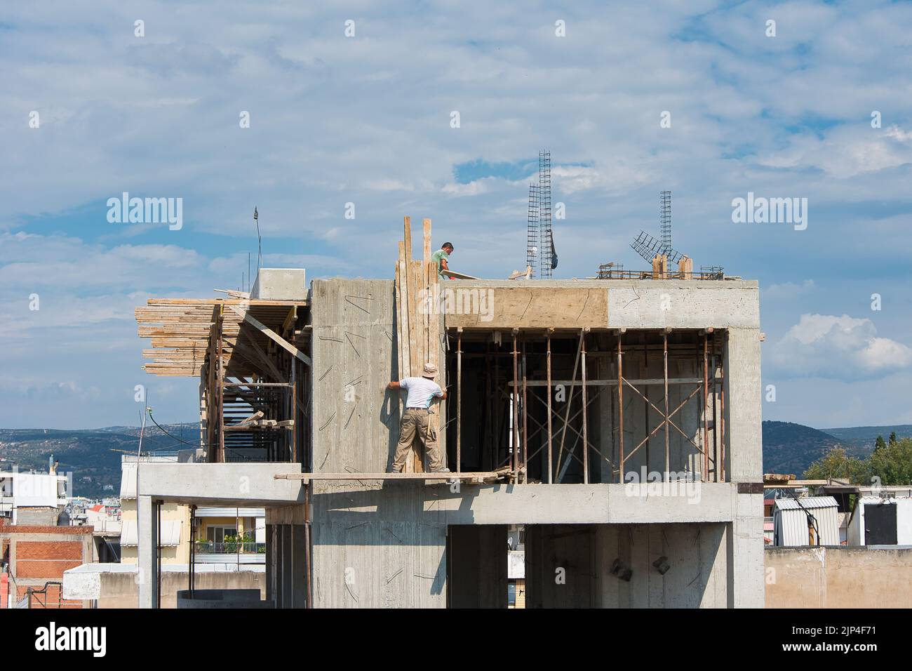 construction site, construction workers in dangerous work, for the ...