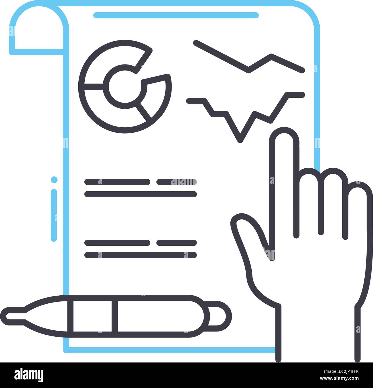 annual report line icon, outline symbol, vector illustration, concept ...