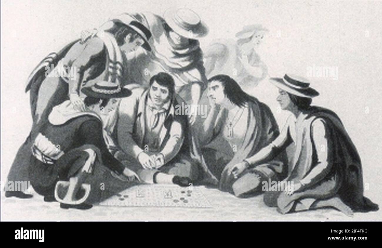 The game of monte in the streets of Mexico by Claudio Linati 1828 Stock ...