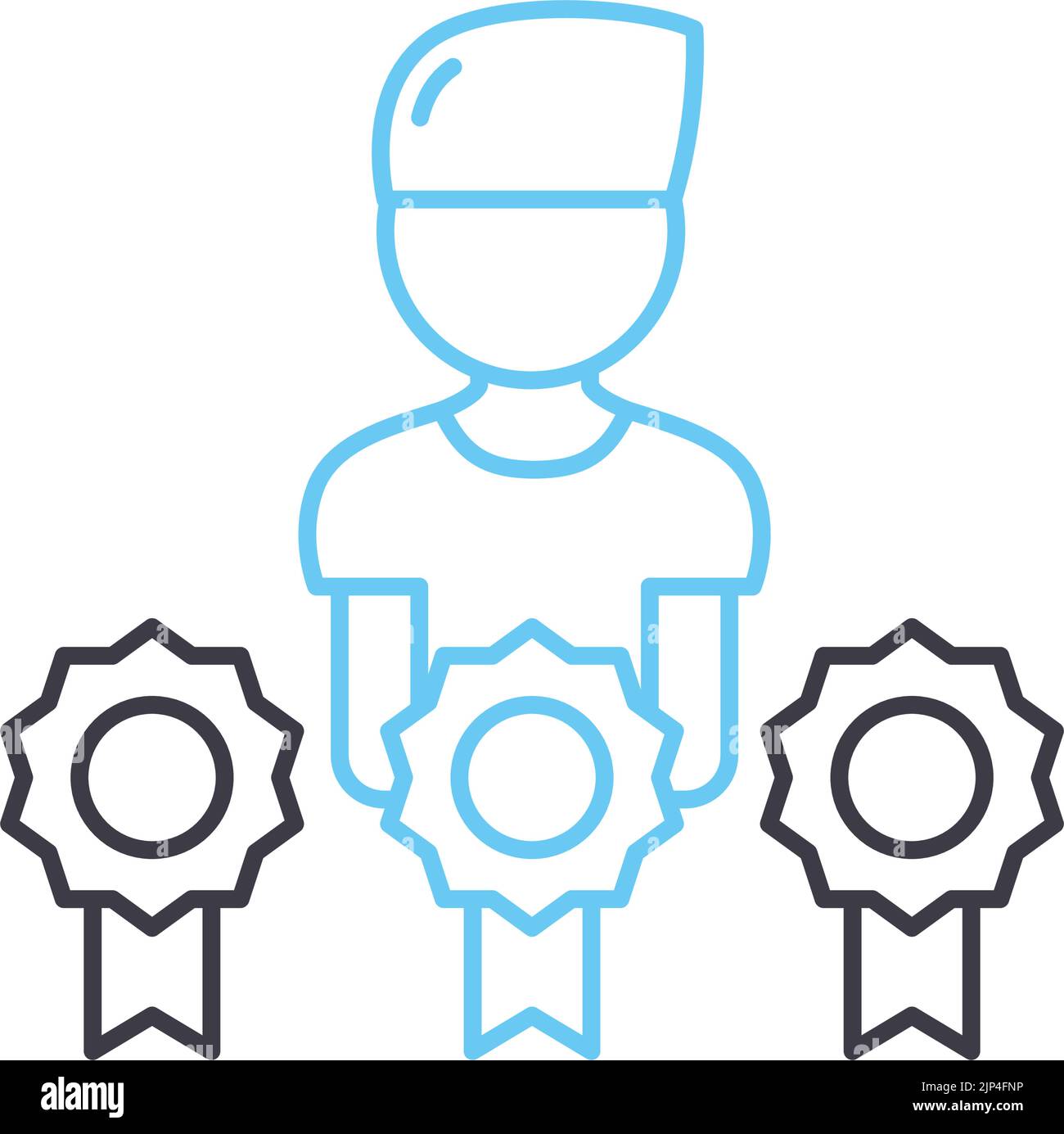 achievement line icon, outline symbol, vector illustration, concept ...