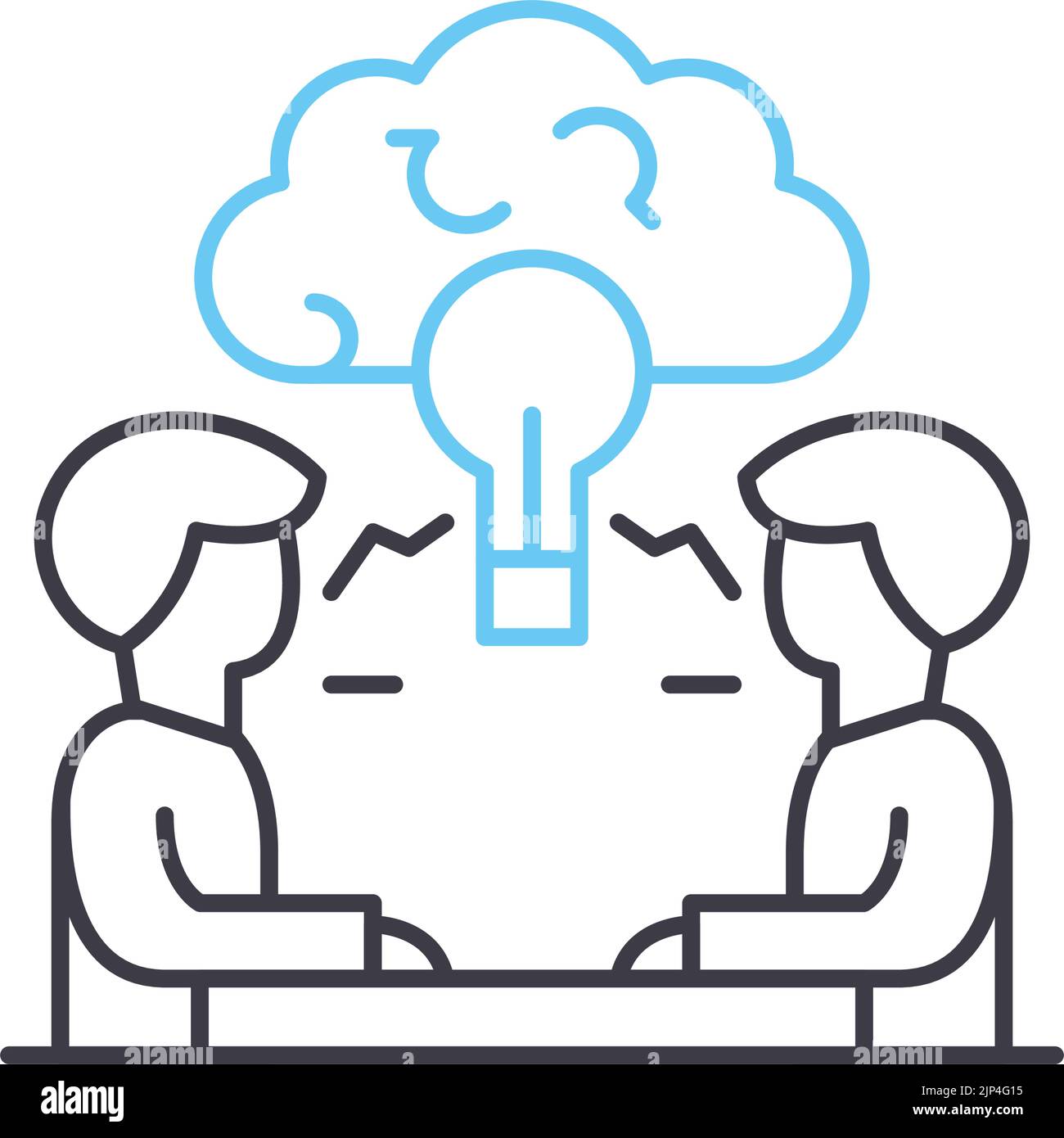 brainstorming line icon, outline symbol, vector illustration, concept ...