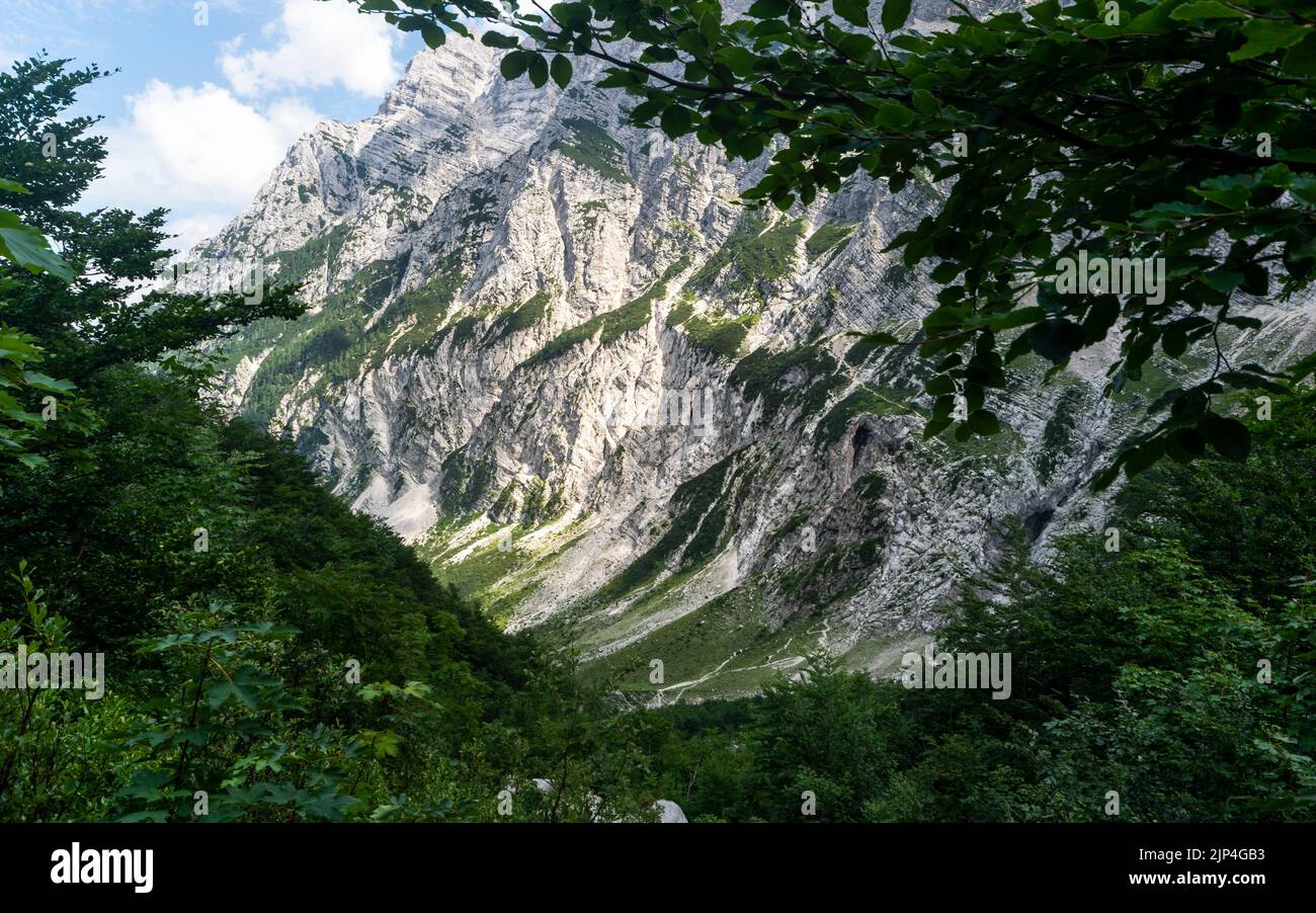 An aerial view of the Triglav National Park mountains in Slovenia Stock ...