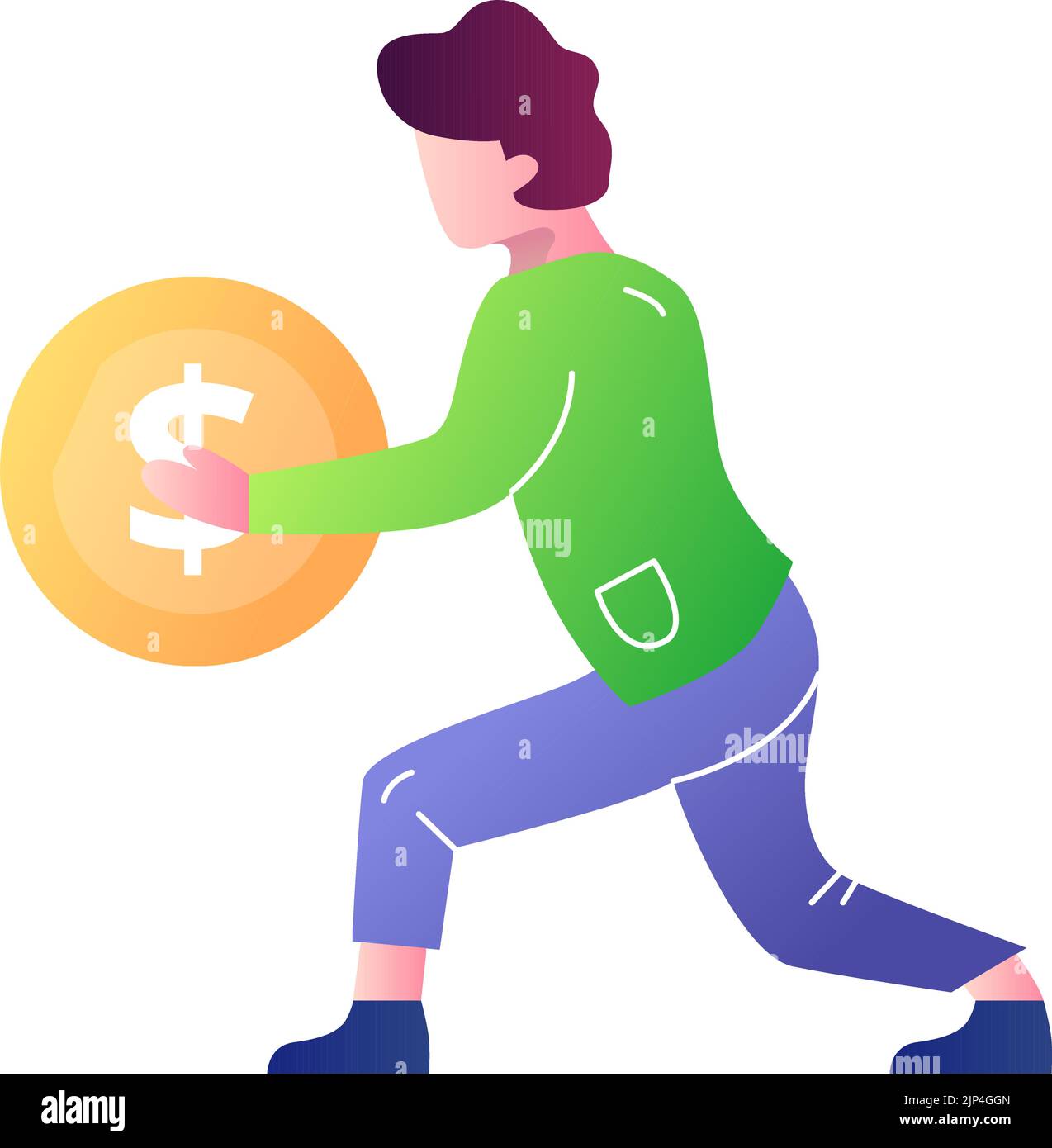 Man holding coin and running vector icon Stock Vector Image & Art - Alamy