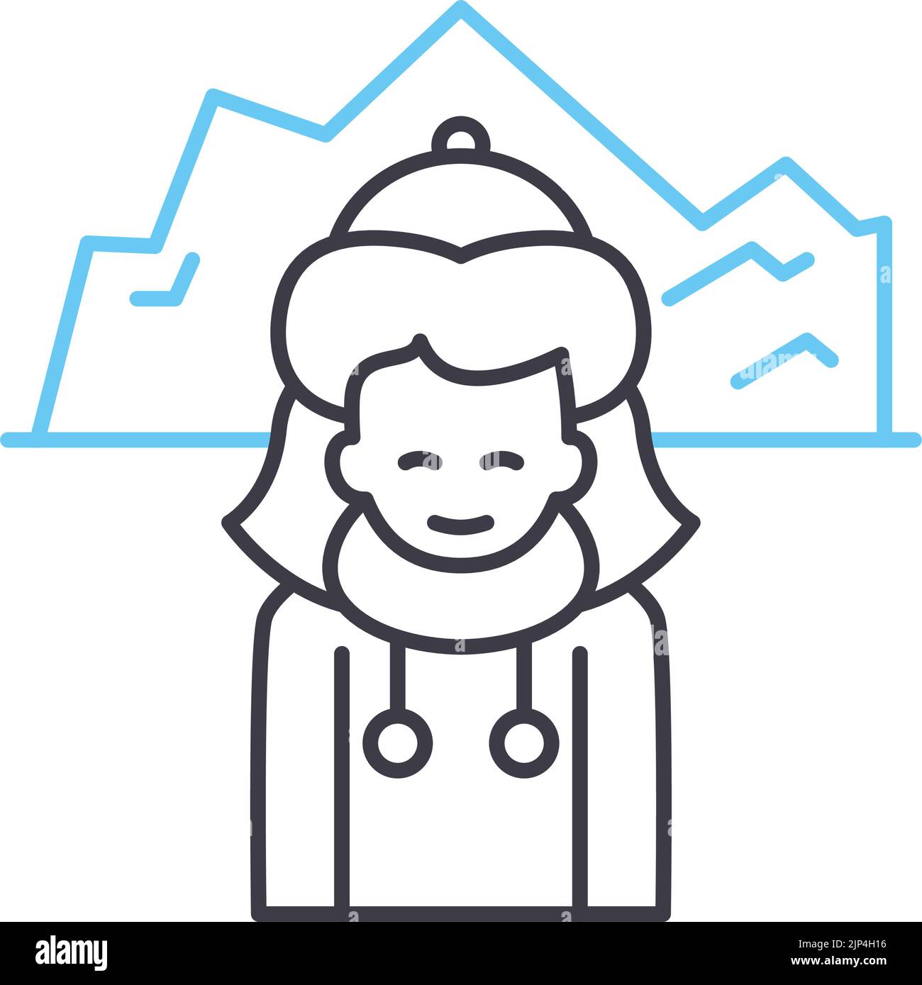 Explorer women line icon, outline symbol, vector illustration, concept ...