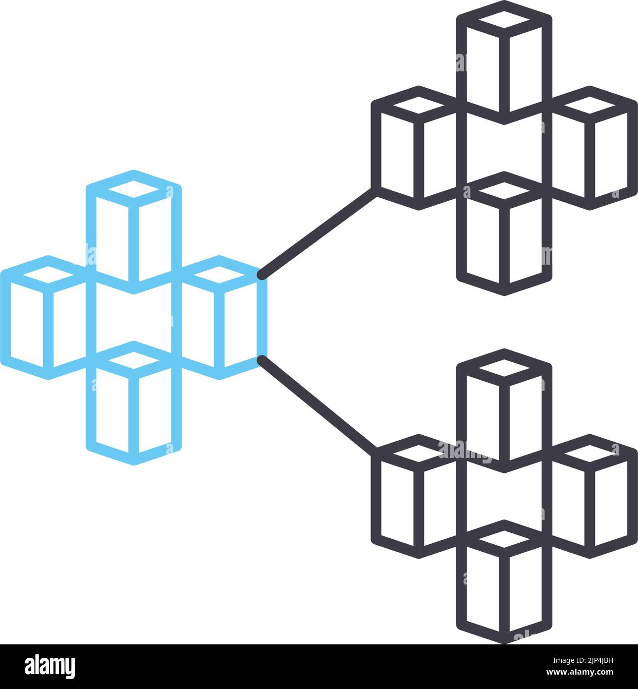 blockchain network line icon, outline symbol, vector illustration ...
