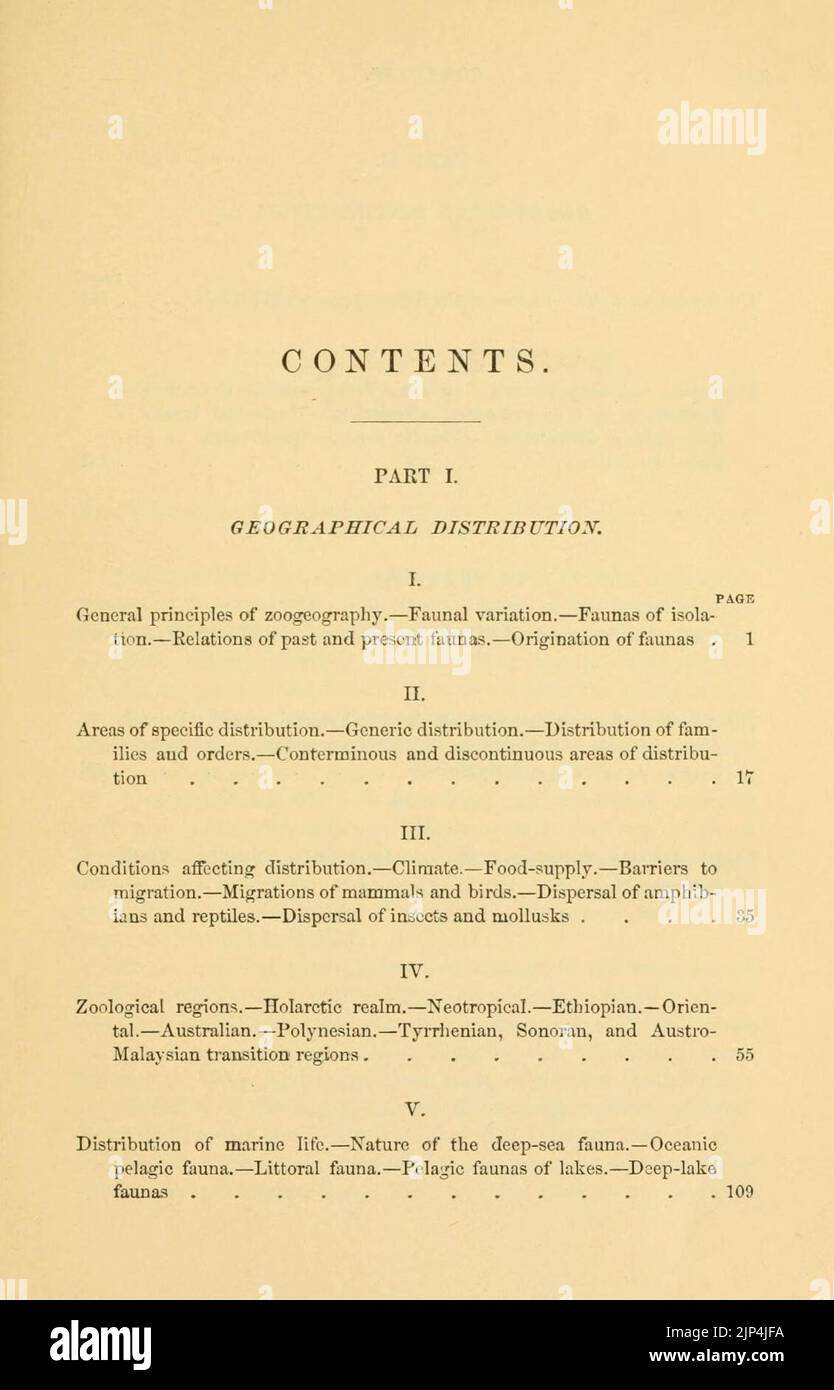 The geographical and geological distribution of animals Stock Photo - Alamy