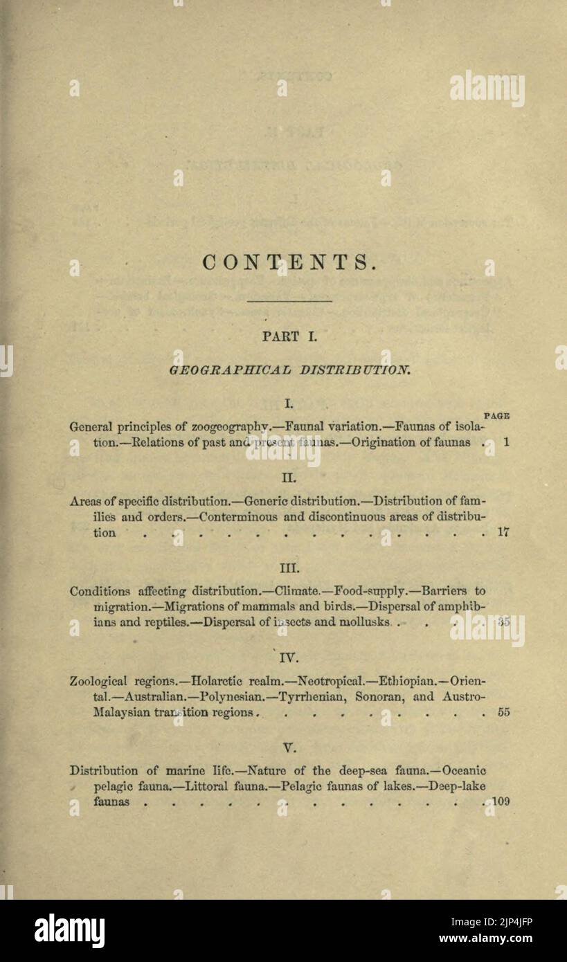 The geographical and geological distribution of animals Stock Photo - Alamy