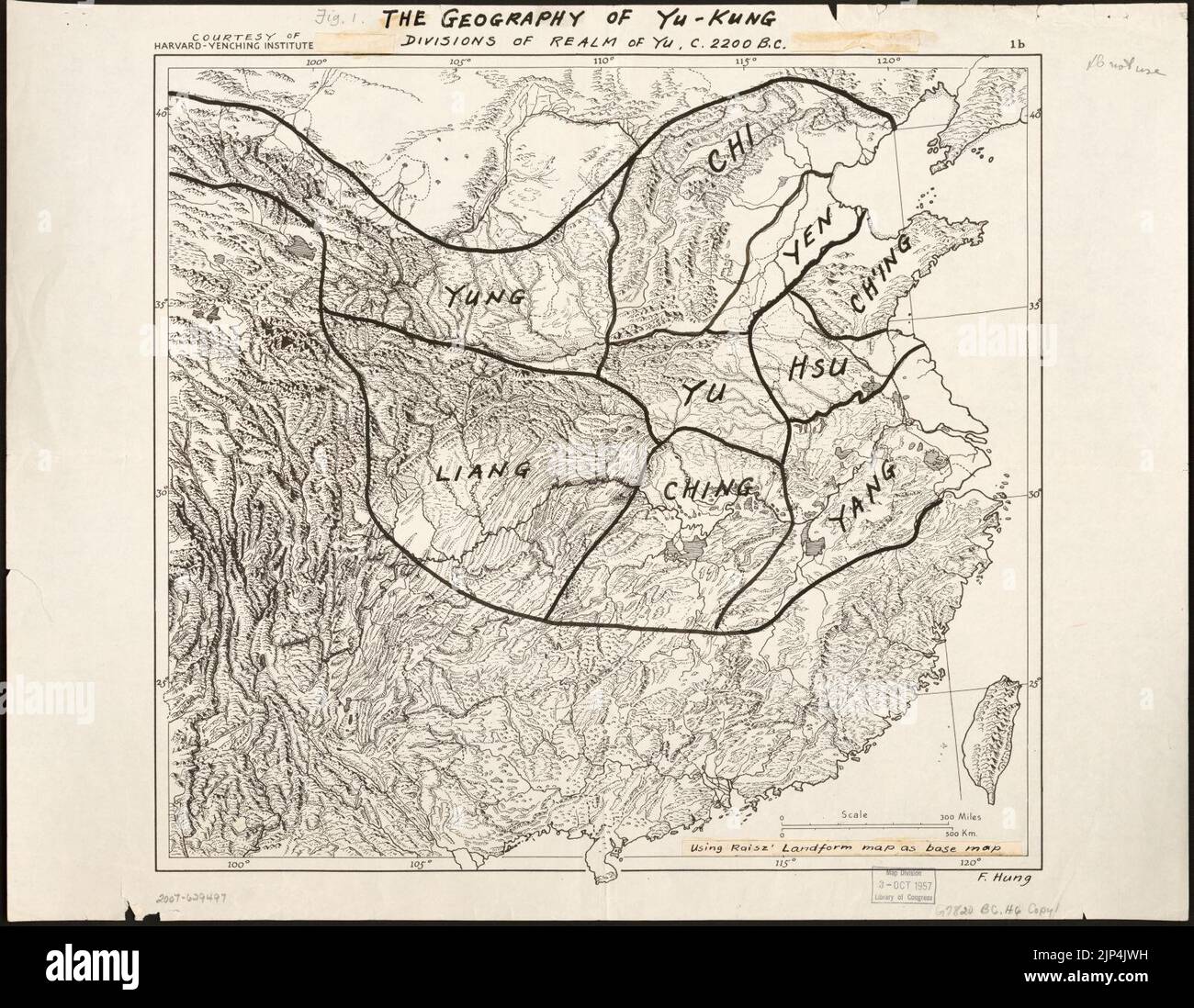 The geography of Yu-Kung - divisions of realms of Yu, C. 2200 B.C Stock ...