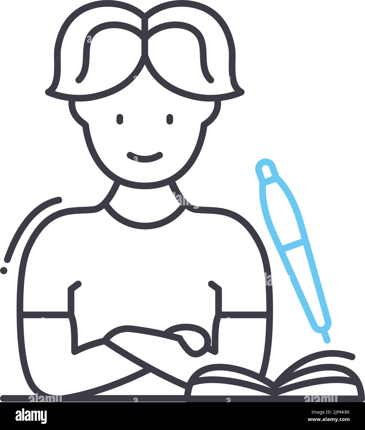 author line icon, outline symbol, vector illustration, concept sign ...