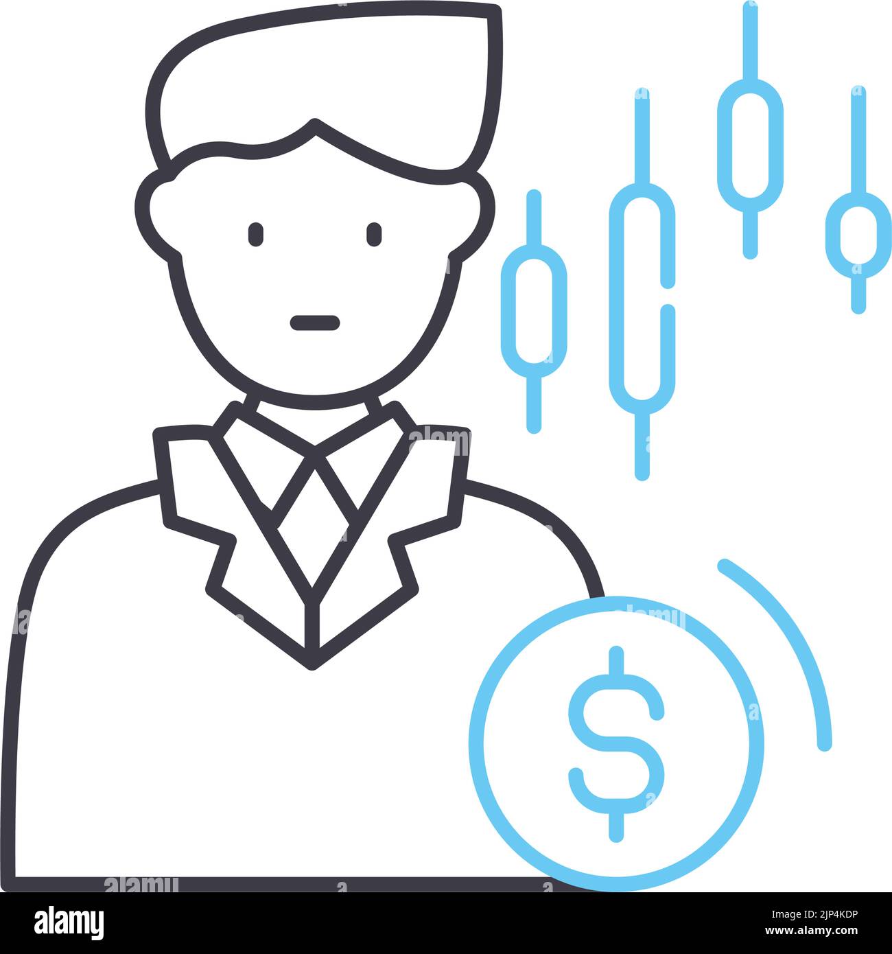 broker line icon, outline symbol, vector illustration, concept sign ...