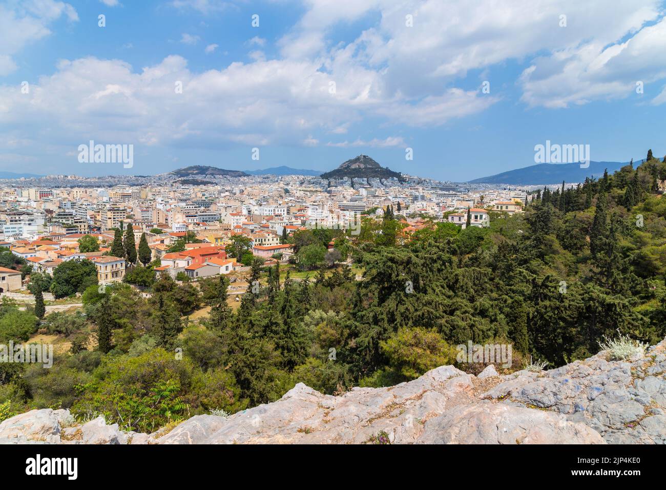 Dense living and architecture in Athens, Greece. Residential district ...