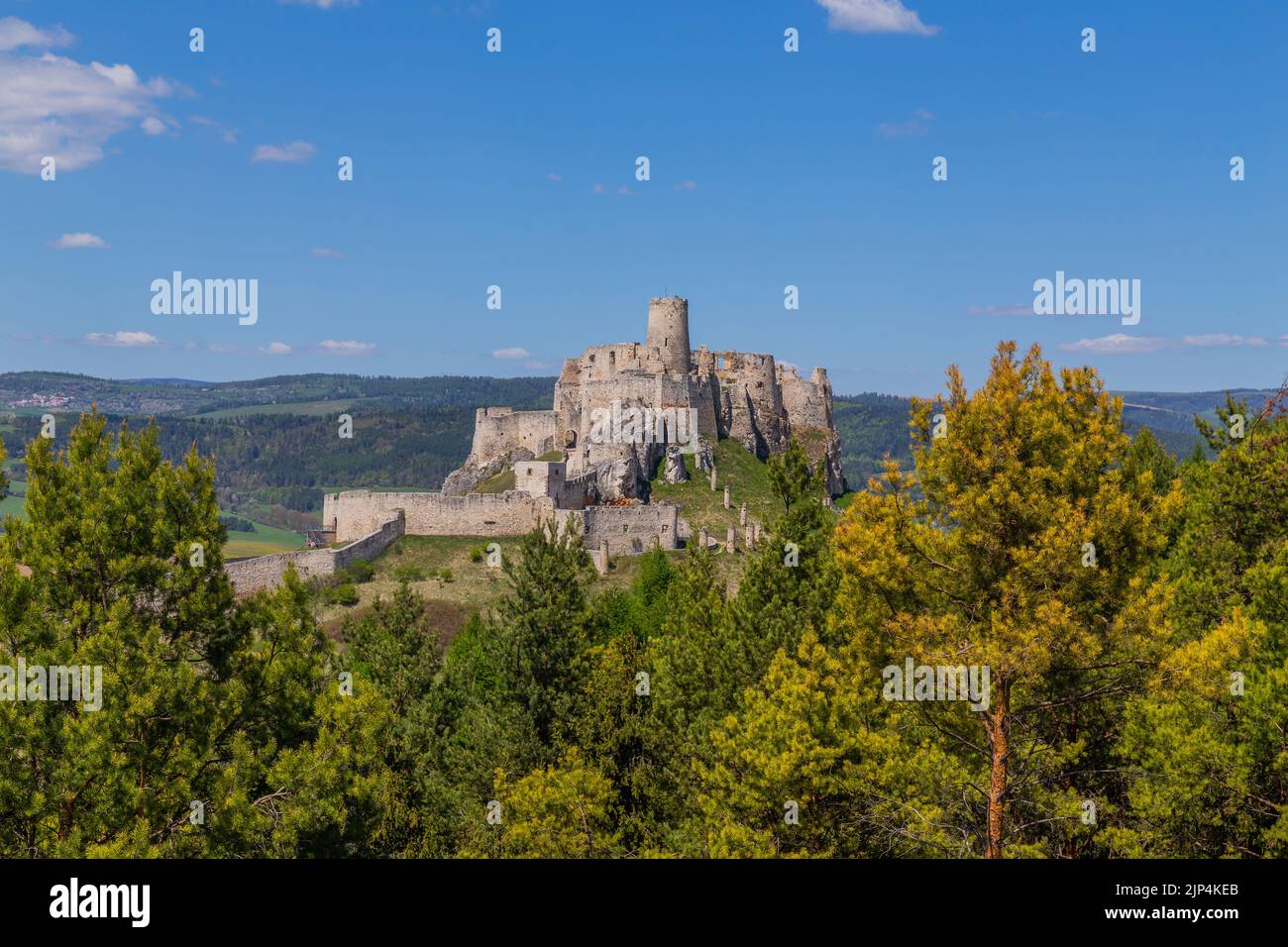 Spissky hrad castle ruins near Spisske Podhradie town, Spis region ...