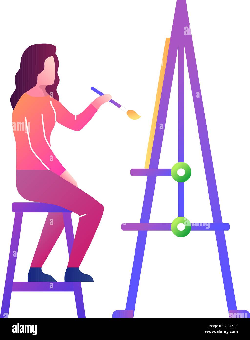 Woman artist drawing vector art canvas icon Stock Vector Image & Art ...