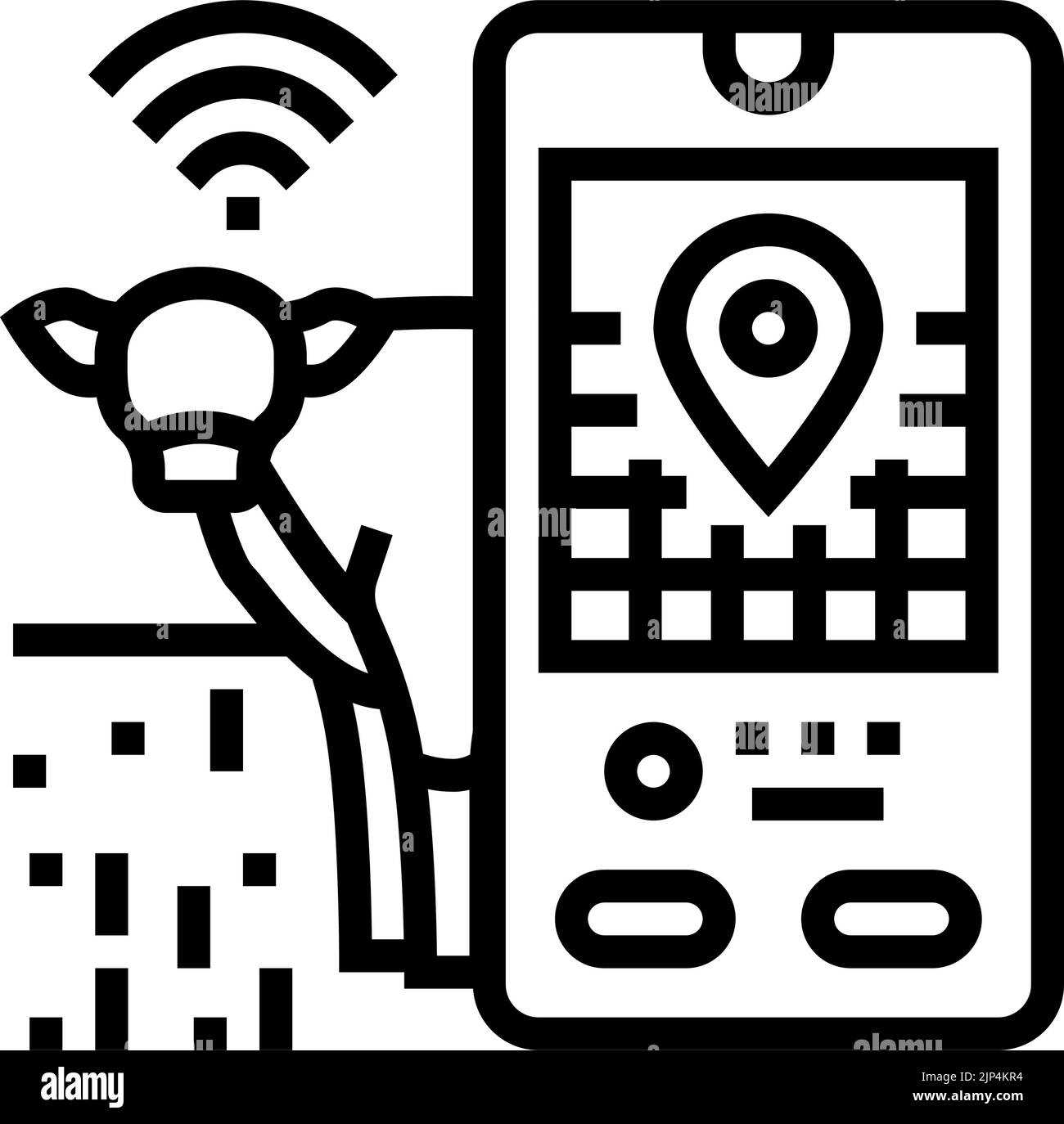 livestock tracking smart farm line icon vector illustration Stock ...