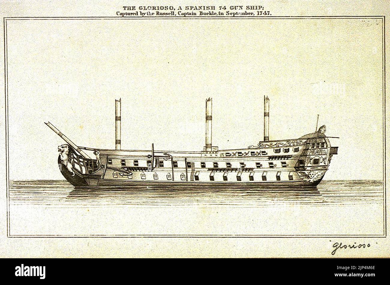 The Glorioso, A spanish 74 Gun Ship; Captured by the Russell, Captain ...