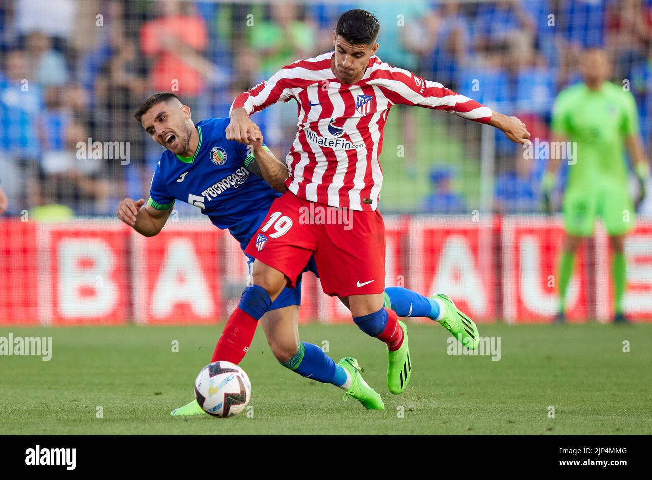 Alvaro Morata of Atletico de Madrid and Mauro Arambarri of Getafe CF ...