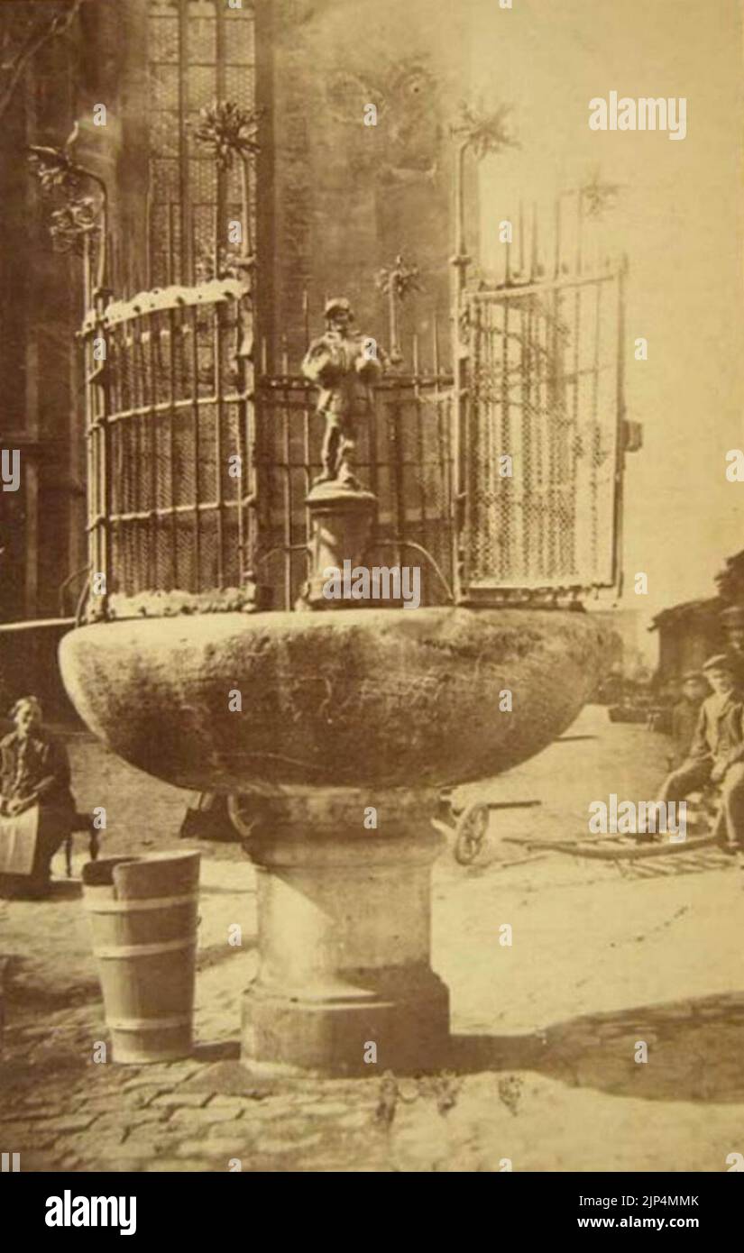 The Goose Fountain ( Gänsemännchenbrunnen), Nürnberg, 1860s Stock Photo ...